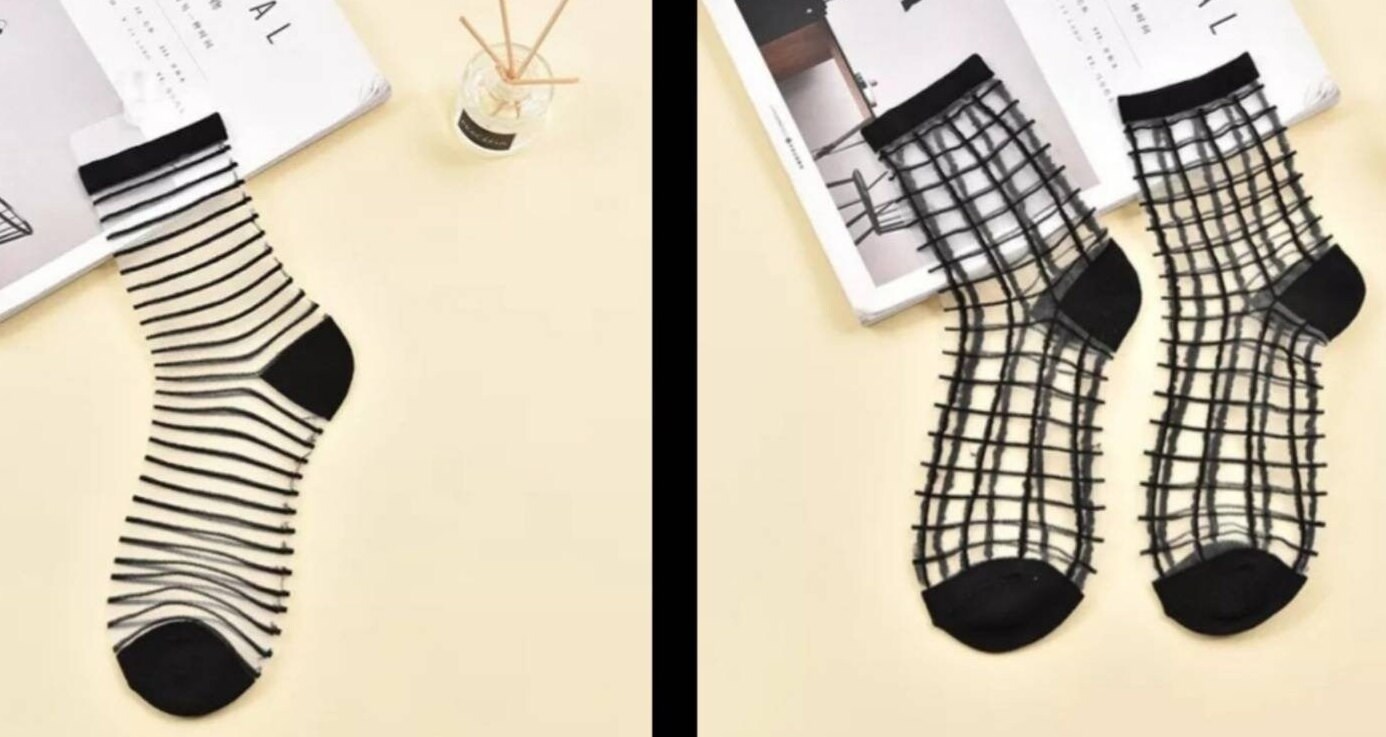 Fancy Dress Wednesday Addams Stylish Transparent Fashion Ankle Sock ...