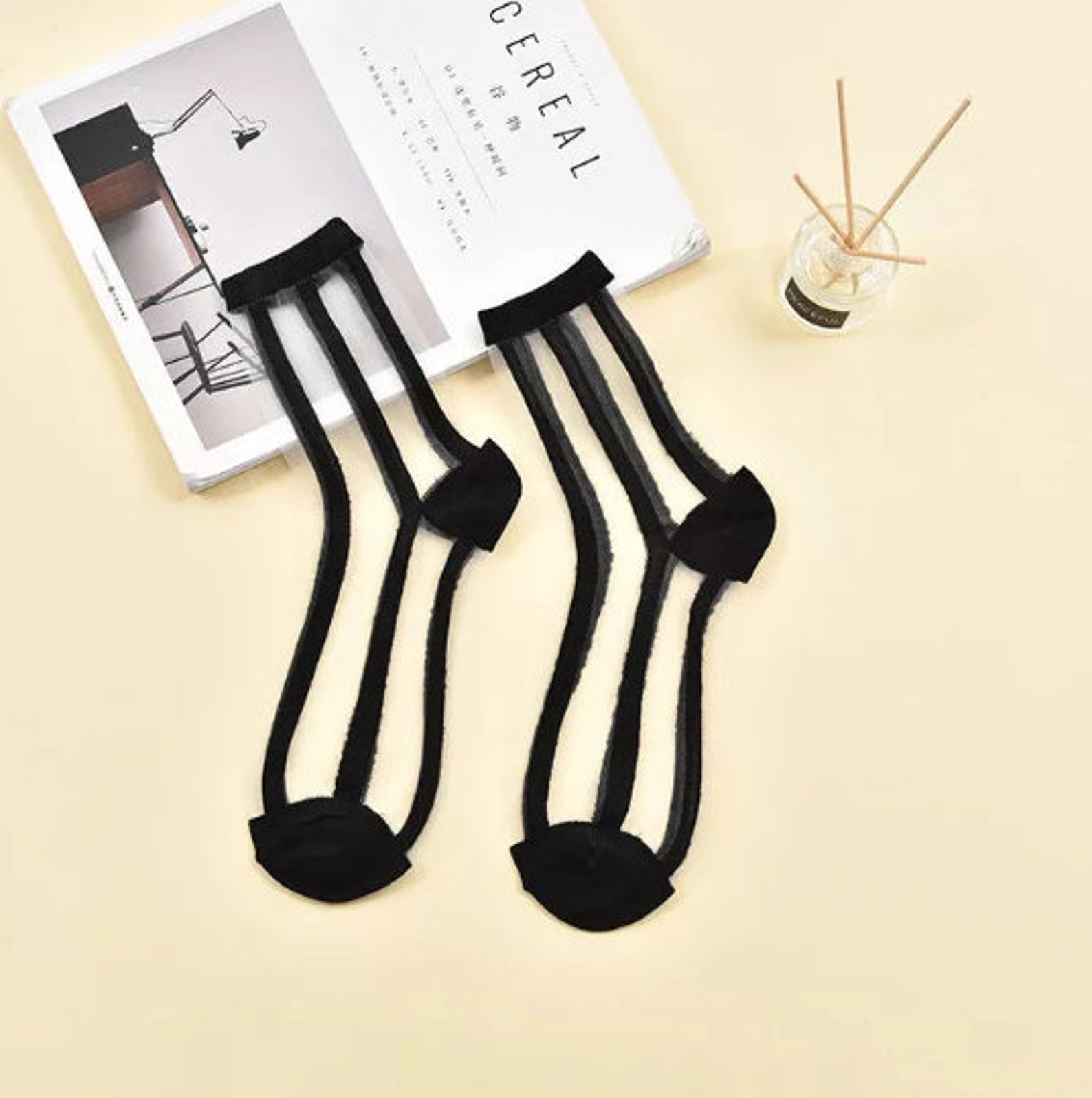 Fancy Dress Wednesday Addams Stylish Transparent Fashion Ankle Sock ...
