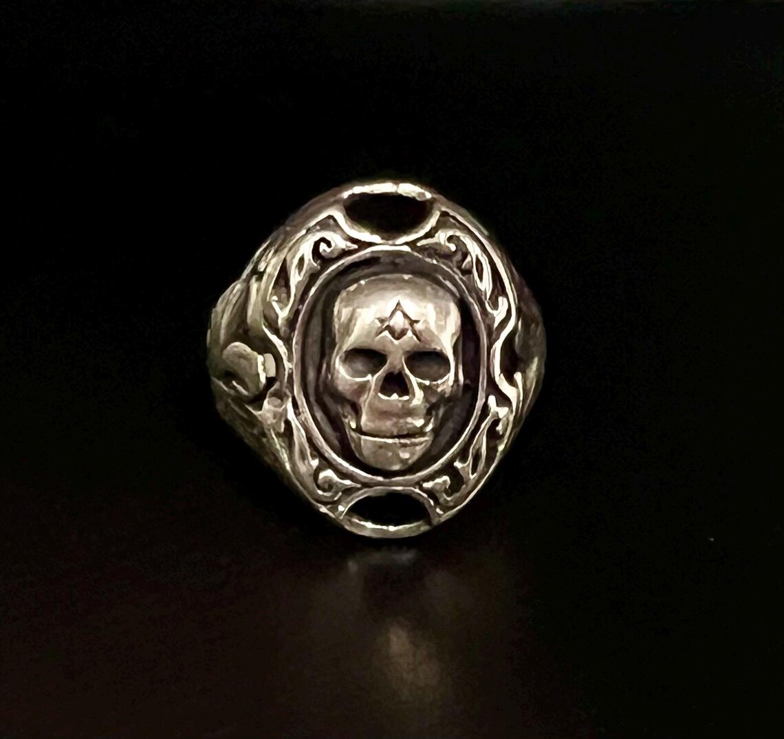 A Very Special Vintage Silver Skull Ring Has Masonic Symbols in the ...
