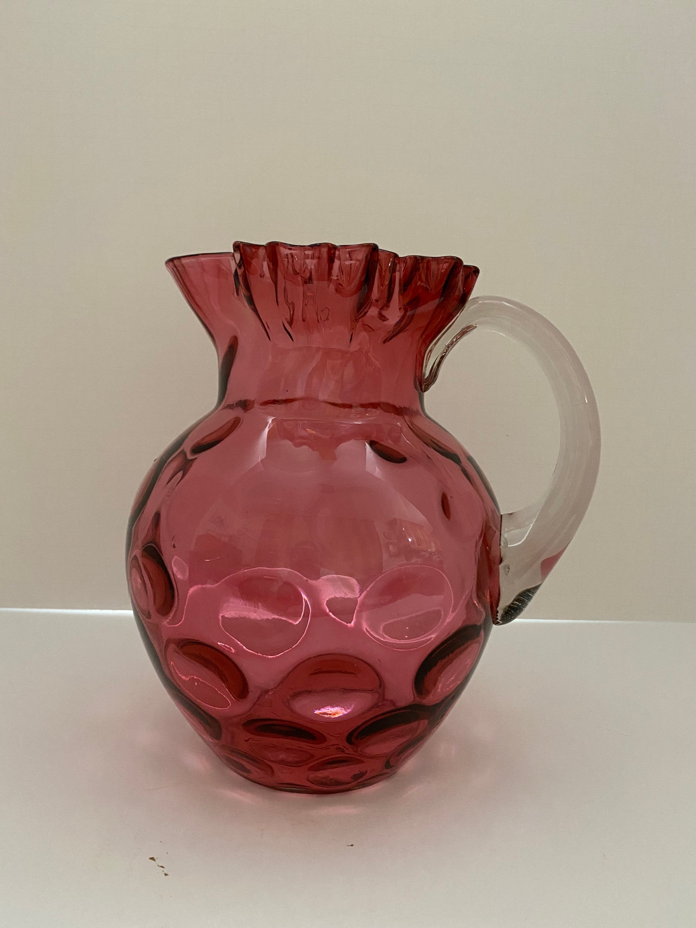 Cranberry Glass Thumbprint Pitcher. | Etsy