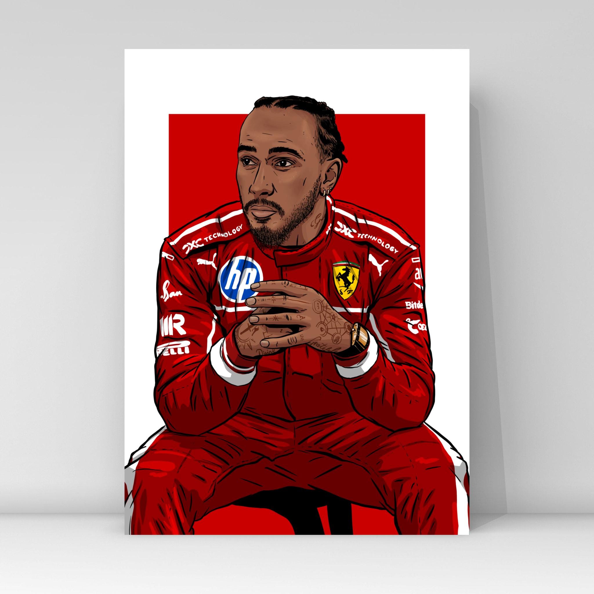 Lewis Hamilton Drawing Print - Formula 1 Illustration - Ferrari - Etsy