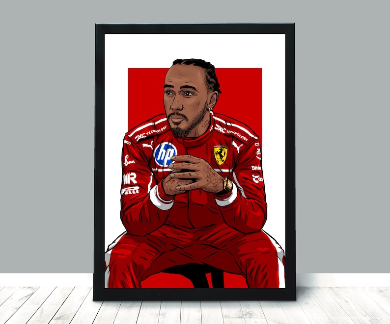 Lewis Hamilton Drawing Print - Formula 1 Illustration - Ferrari - Etsy