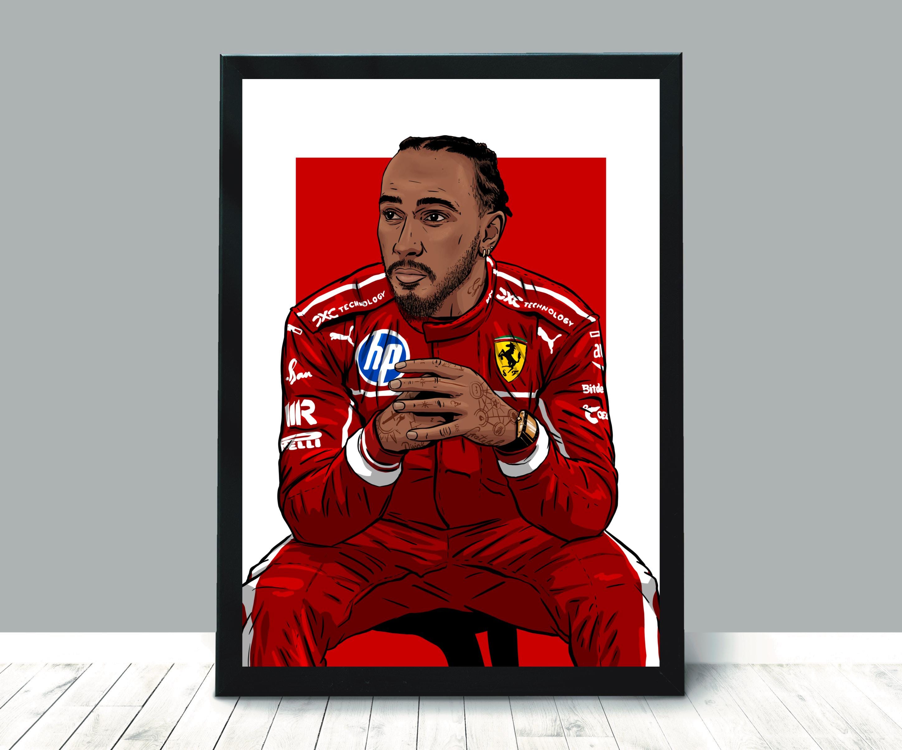 Lewis Hamilton Drawing Print - Formula 1 Illustration - Ferrari - Etsy