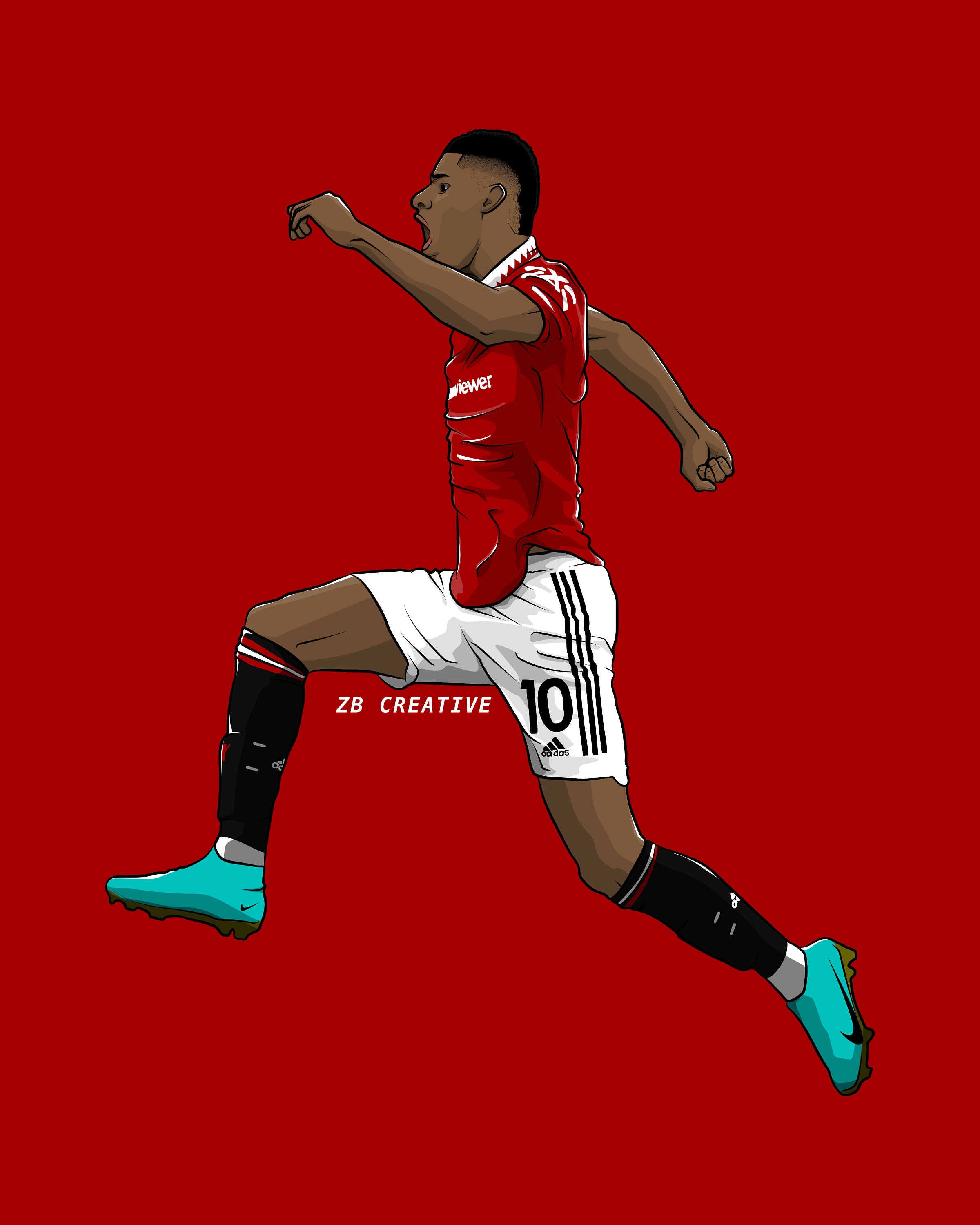 Marcus Rashford 10 Manchester United A4 Print Football - Etsy