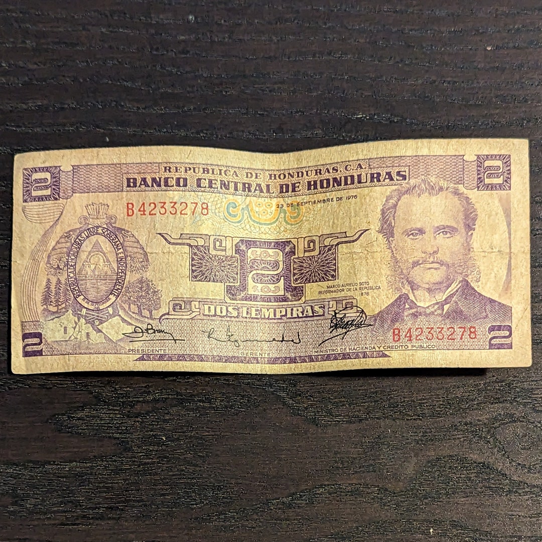 Vintage 1976 Honduras 2 Lempiras Bank Note Featuring Marco - Etsy