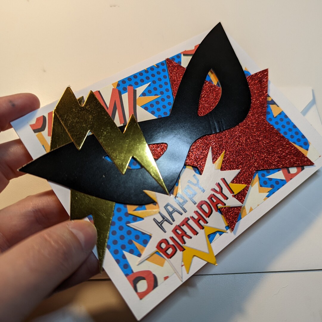 Happy Birthday Superhero Card Handmade Featuring Lightning - Etsy