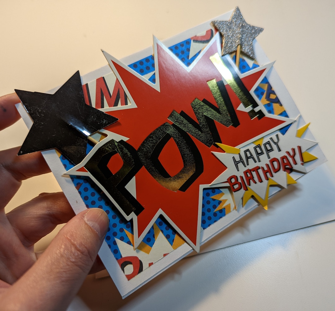 Happy Birthday Superhero Card Handmade Featuring Stars a - Etsy