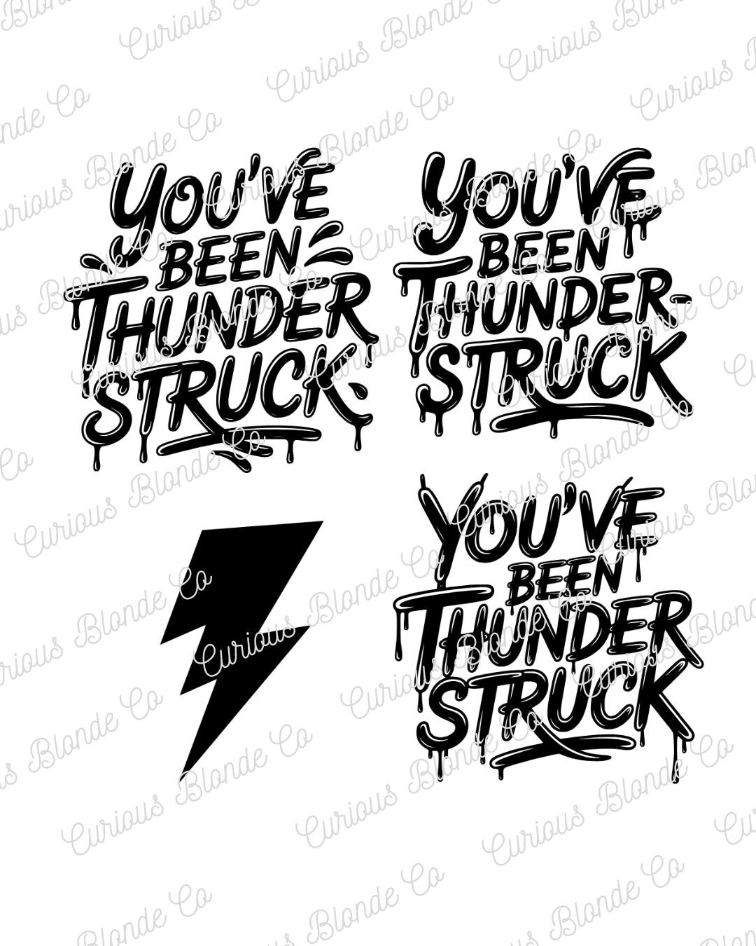 Thunderstruck Lightning Svg | Retro Logo | Cricut Cut File | Bolt ...