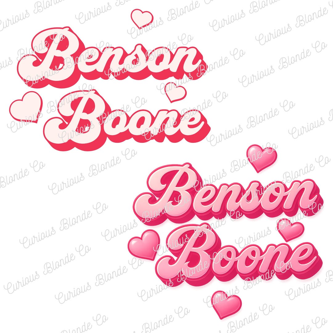 2 X BENSON BOONE PNG | Pink Hearts Text | Quote Cut File | Inspired ...