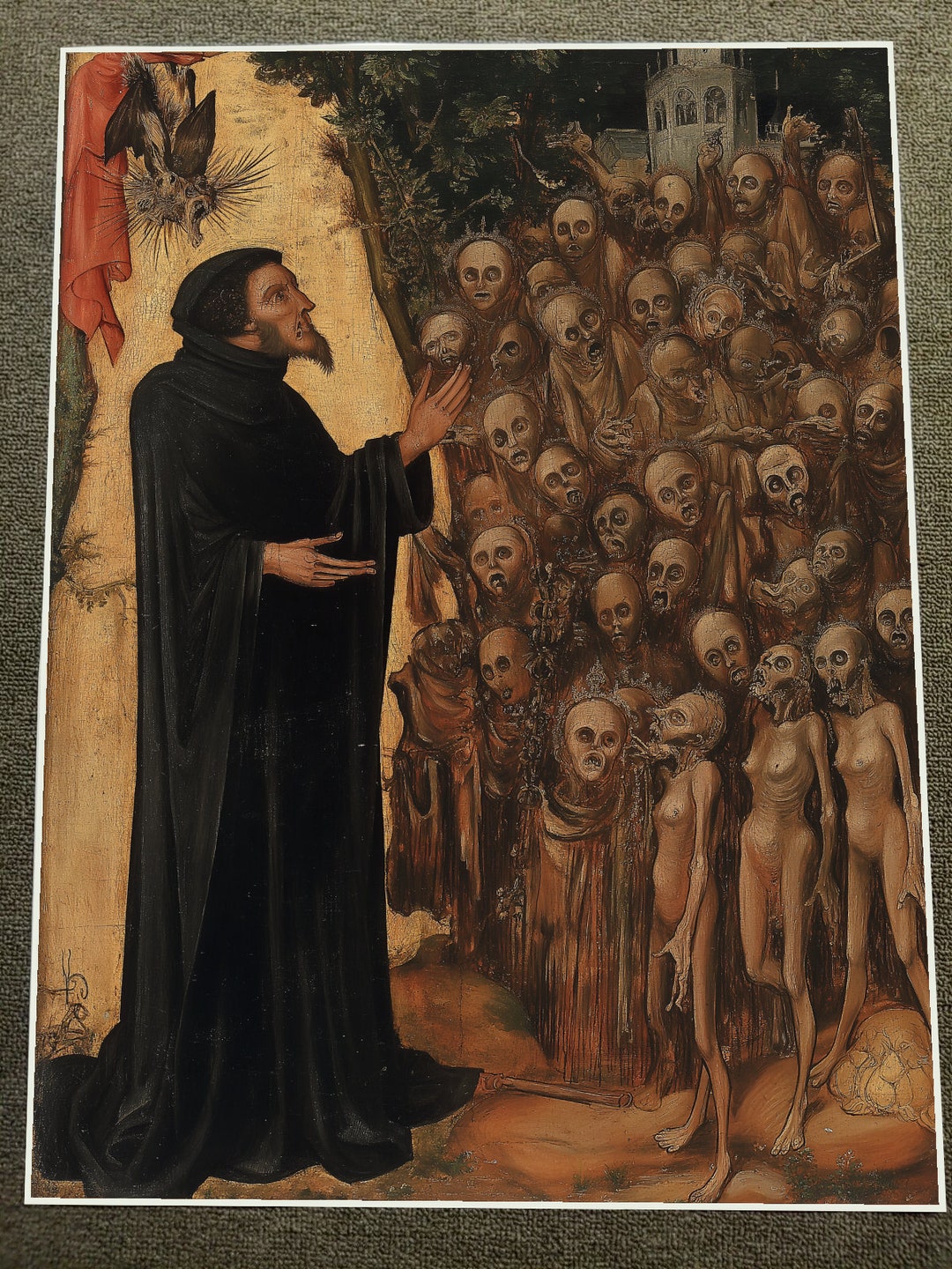 Monk Preaching to Skeletal Congregation in Gothic Forest Poster 18x24in ...