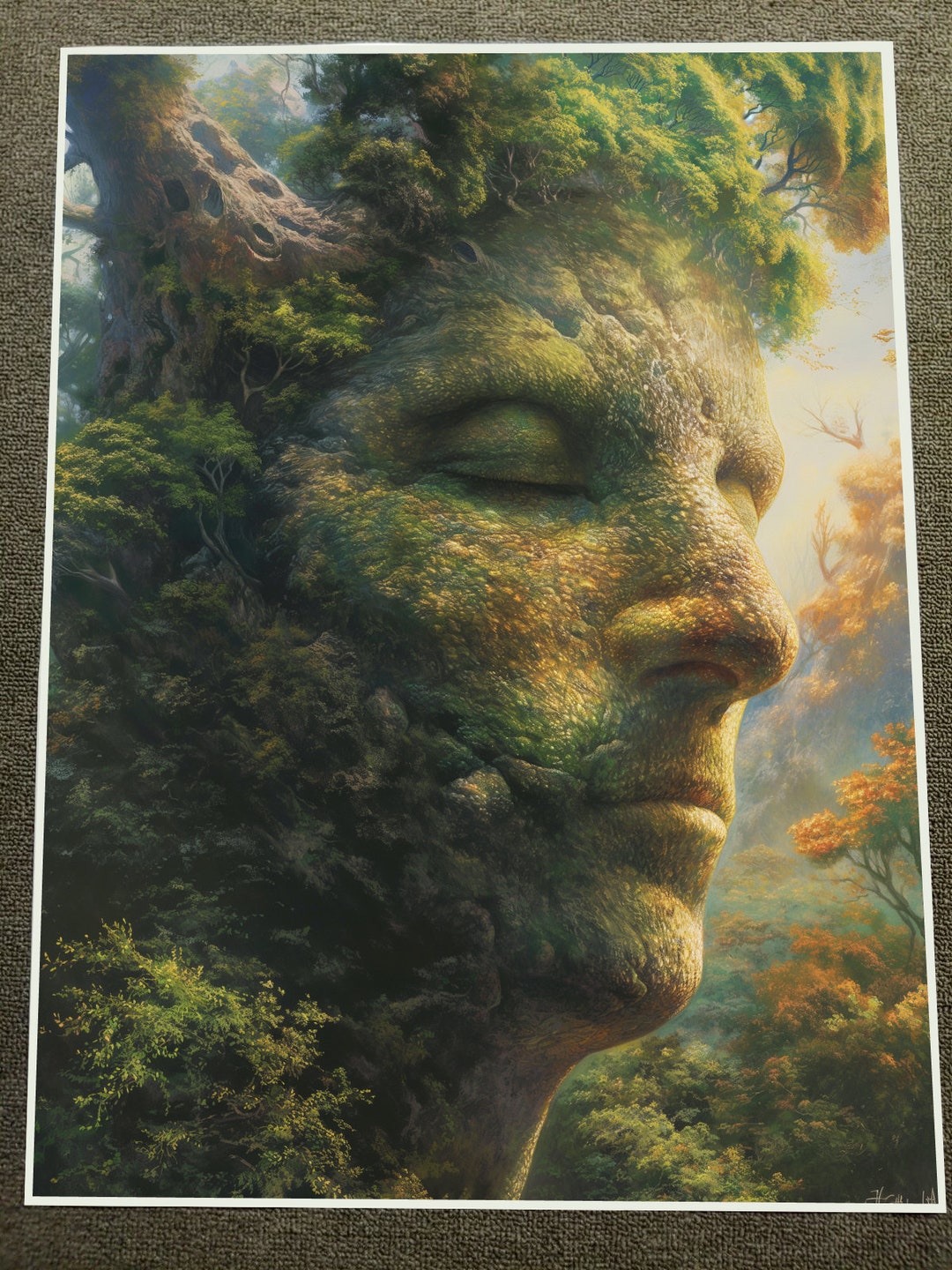 Ancient Forest Guardian - Nature's Face in the Trees Art Print 18x24in ...