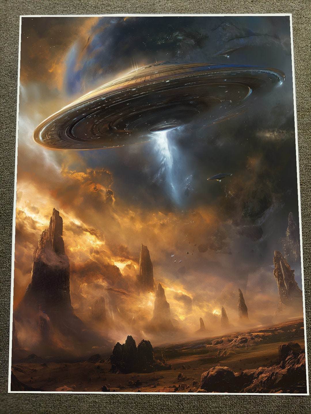 Stunning Sci-fi Landscape With Spaceship and Rocky Terrain Poster ...