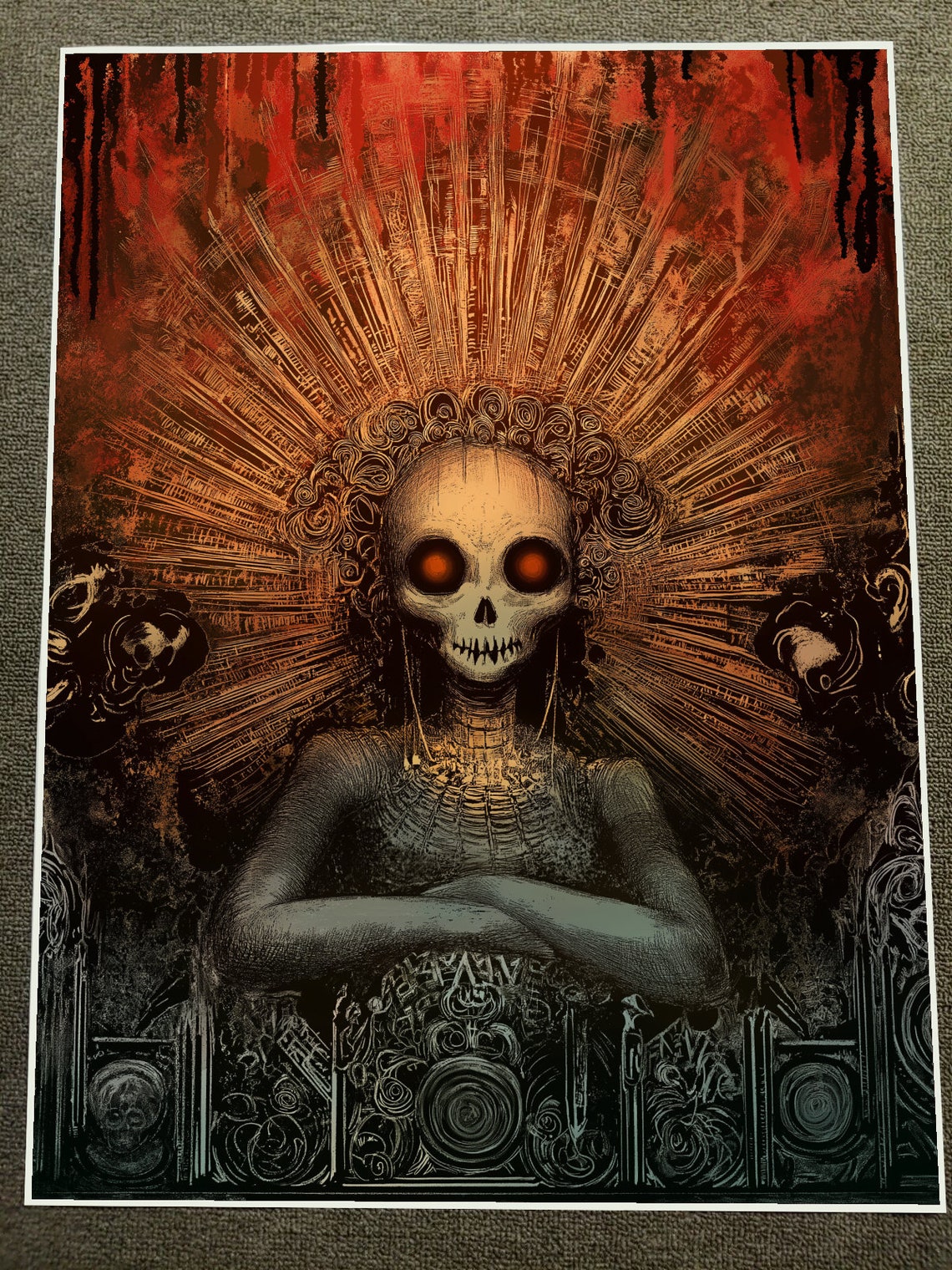 Skeleton Goddess With Radiant Crown and Glowing Eyes Poster 18x24in - Etsy