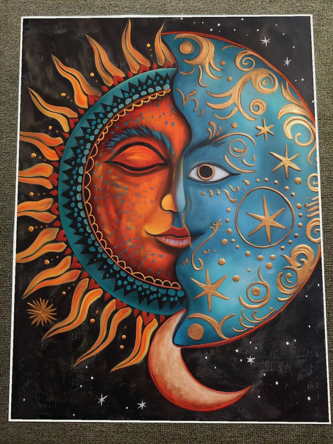 Mexican Sun and Moon Celestial Art Poster 18x24in - Etsy