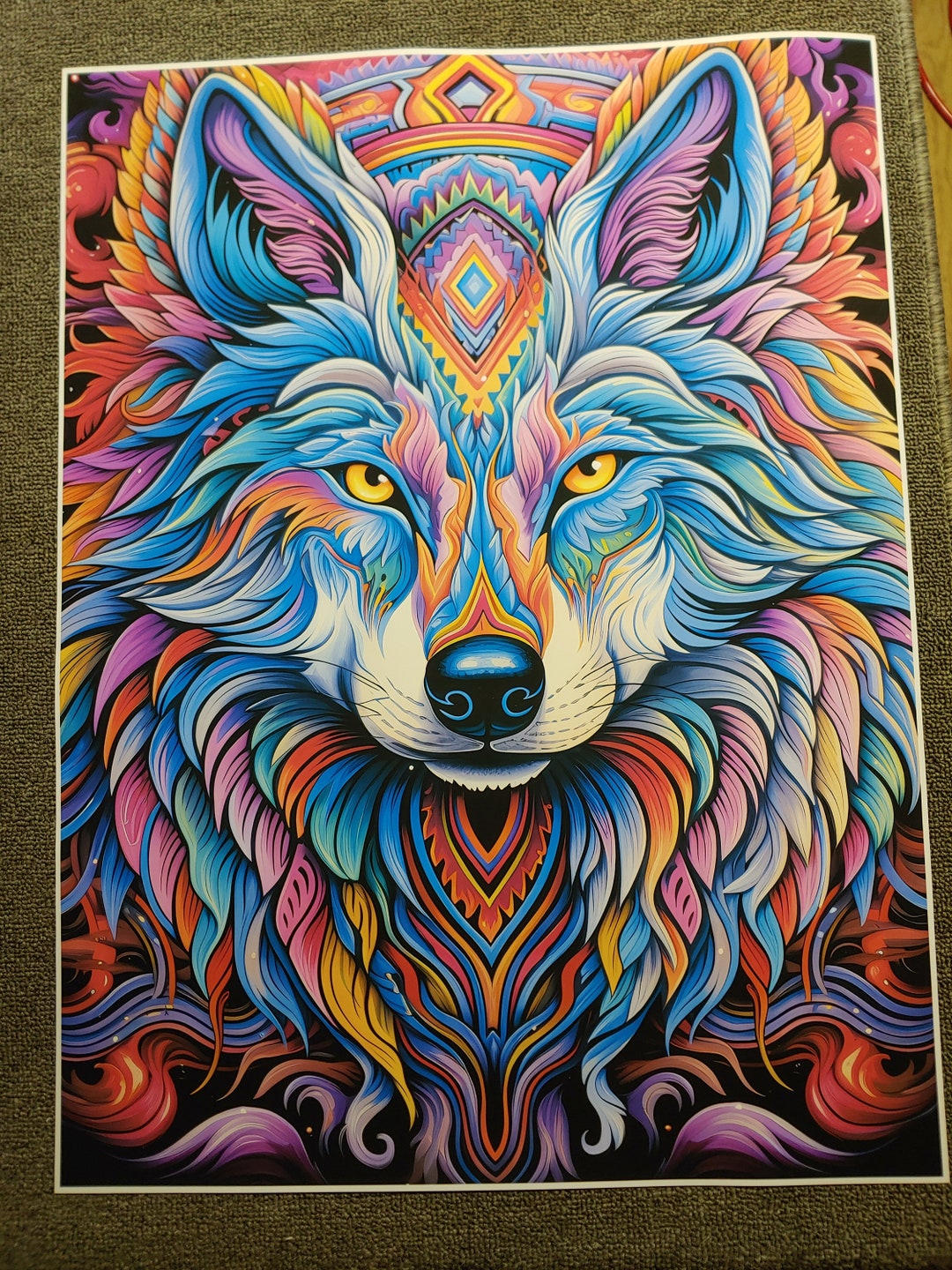 Trippy Wolf Psychedelic Poster - Etsy