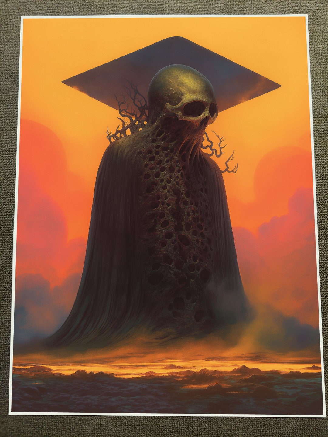 Ghostly Skull Cloaked Figure Horror Poster 18x24in - Etsy