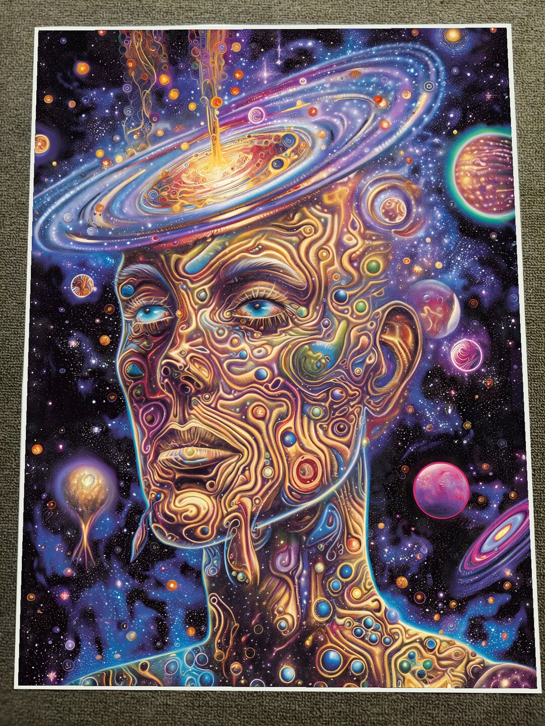 Surreal Human Face With Rings and Planets Poster 18x24in - Etsy