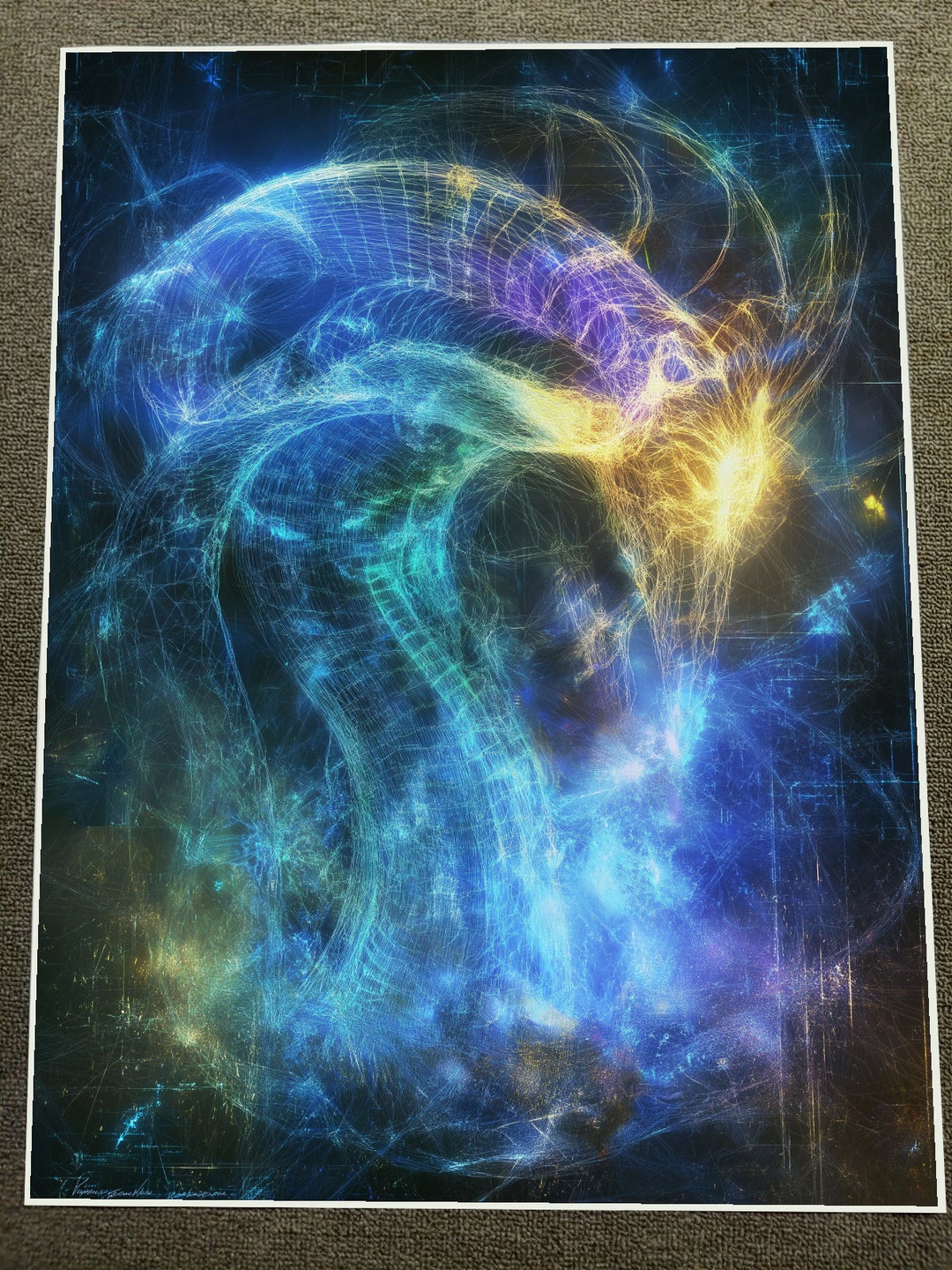 Cosmic Energy Serpent - Digital Lightwave Fantasy Creature Poster ...