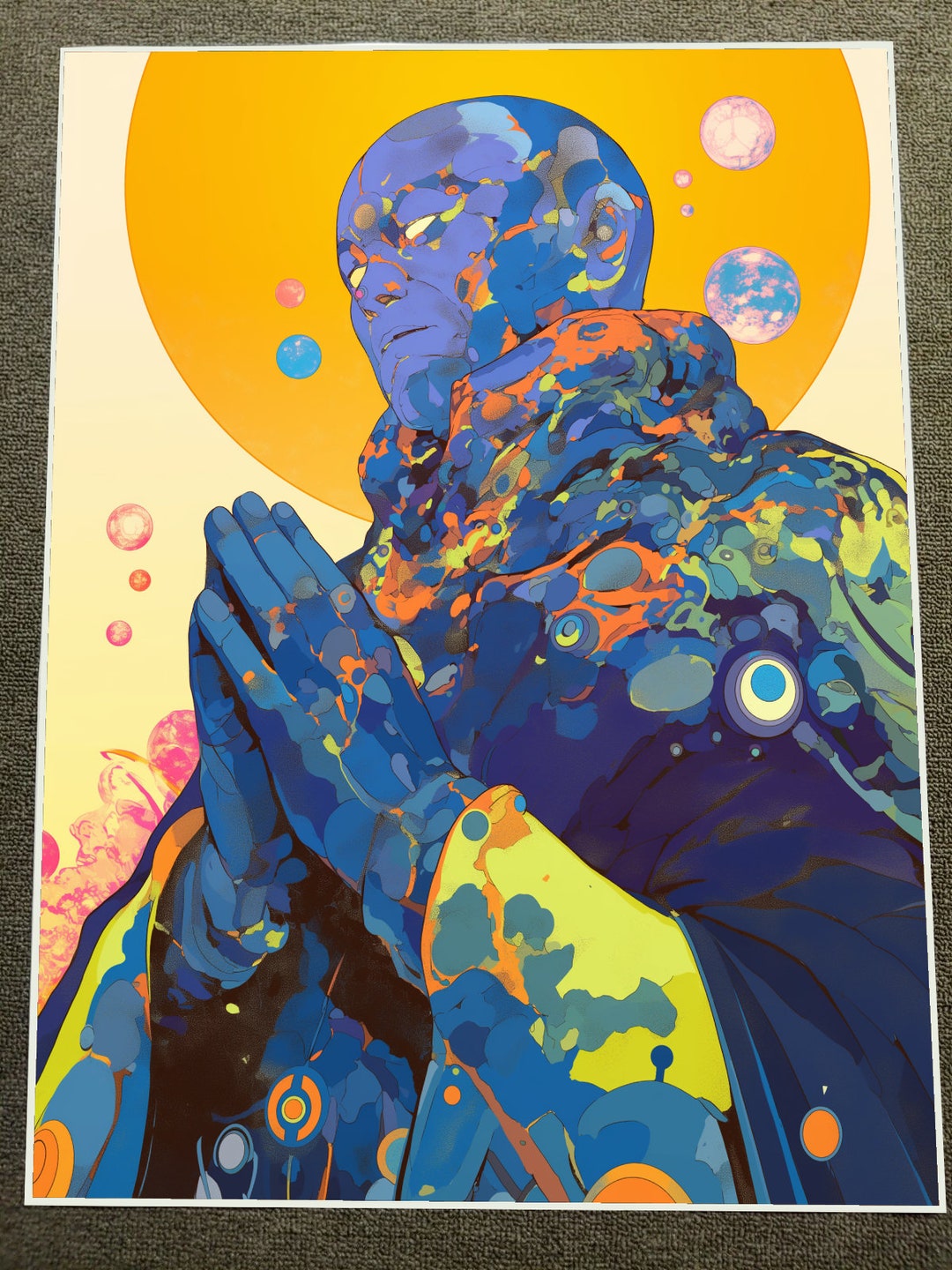 Abstract Monk With Cosmic Background Art Print 18x24in - Etsy