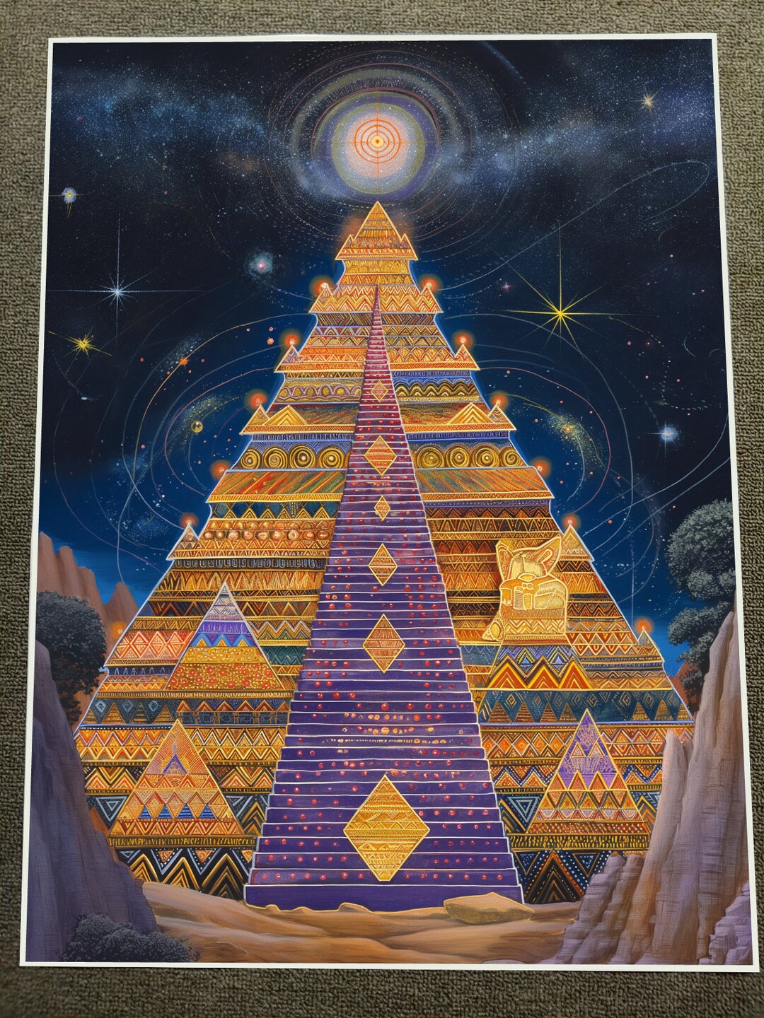 Psychedelic Pyramid in Space Trippy and Colorful Art Poster 18x24in - Etsy