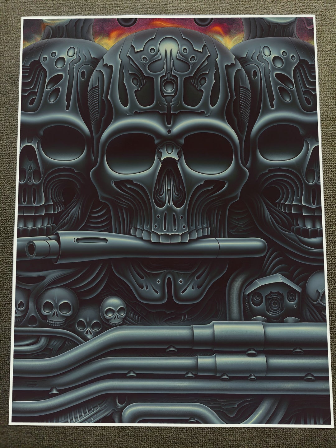 Dark Skulls With Mechanical Tubes and Industrial Design Dystopian Sci ...