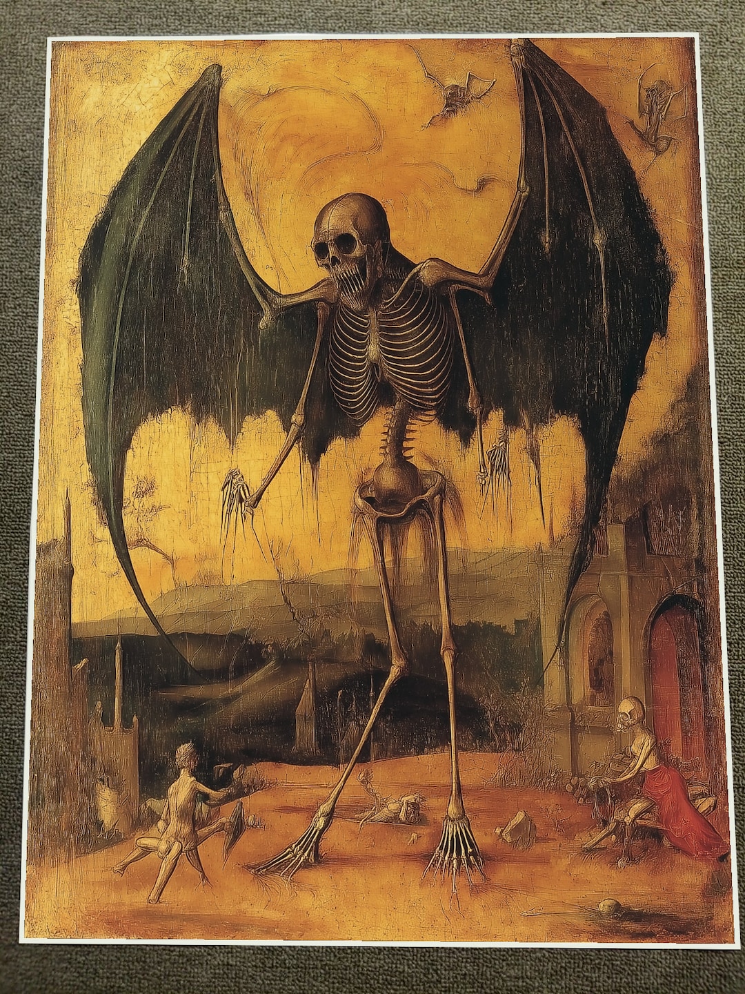 Grim Reaper With Bat Wings Skeleton Art Print Poster 18x24in - Etsy