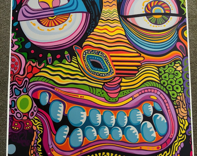 Abstract Psychedelic Face - Colorful Trippy Art Poster 18x24in - Etsy
