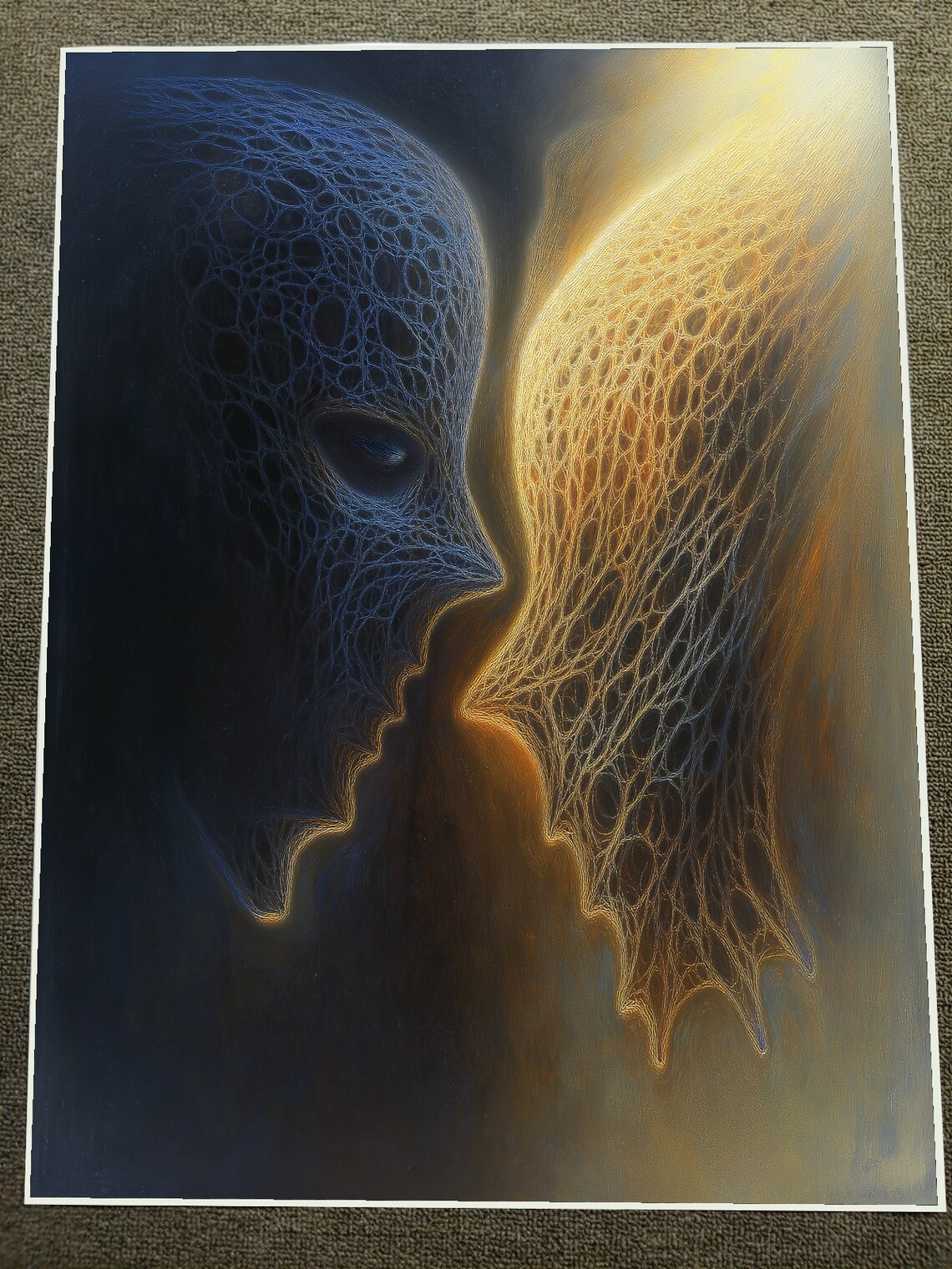 Dual Spirit Encounter Ethereal Light and Dark Faces Poster 18x24in - Etsy