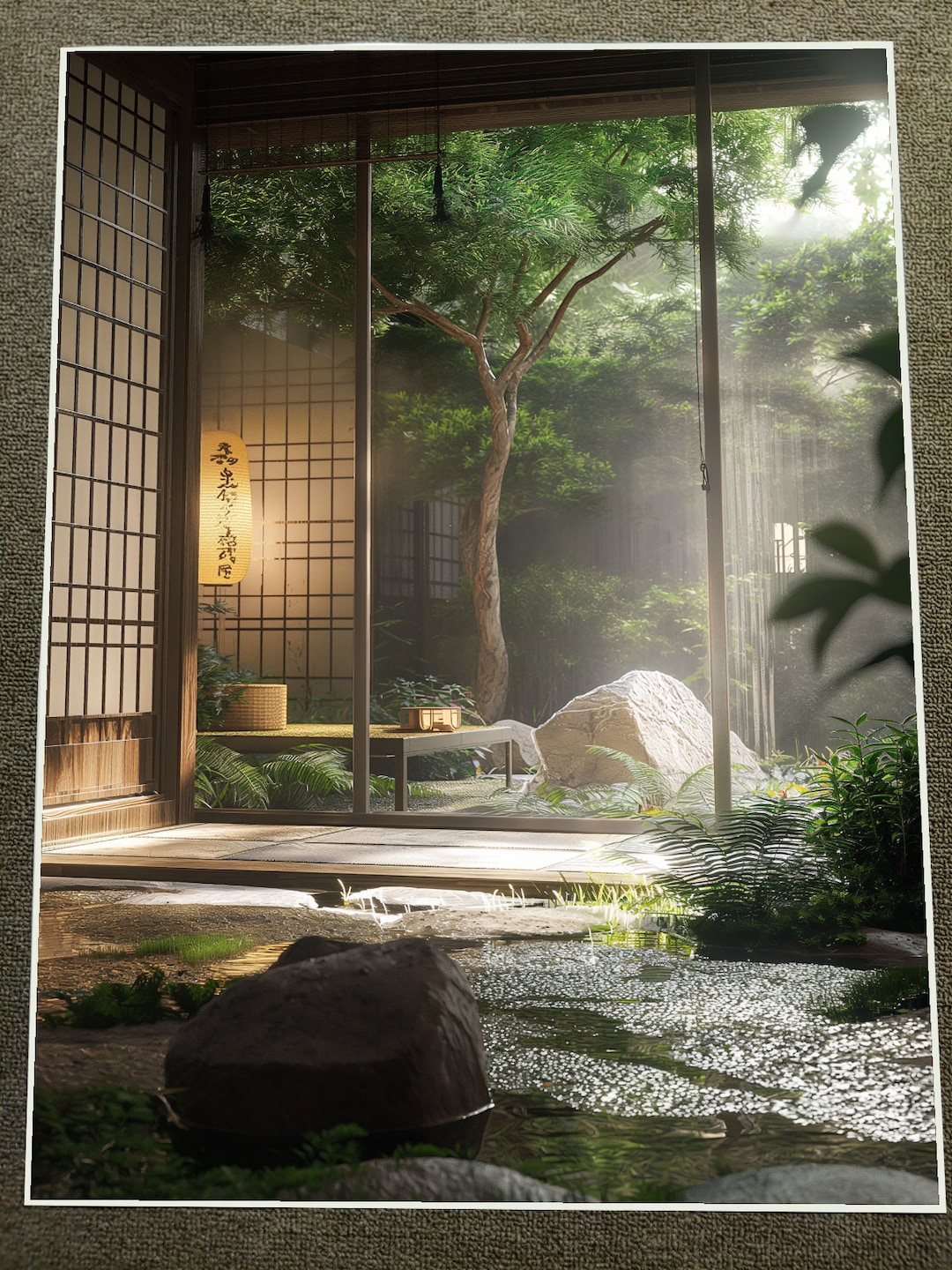 Traditional Japanese Interior With Sunlight Streaming Into Garden ...