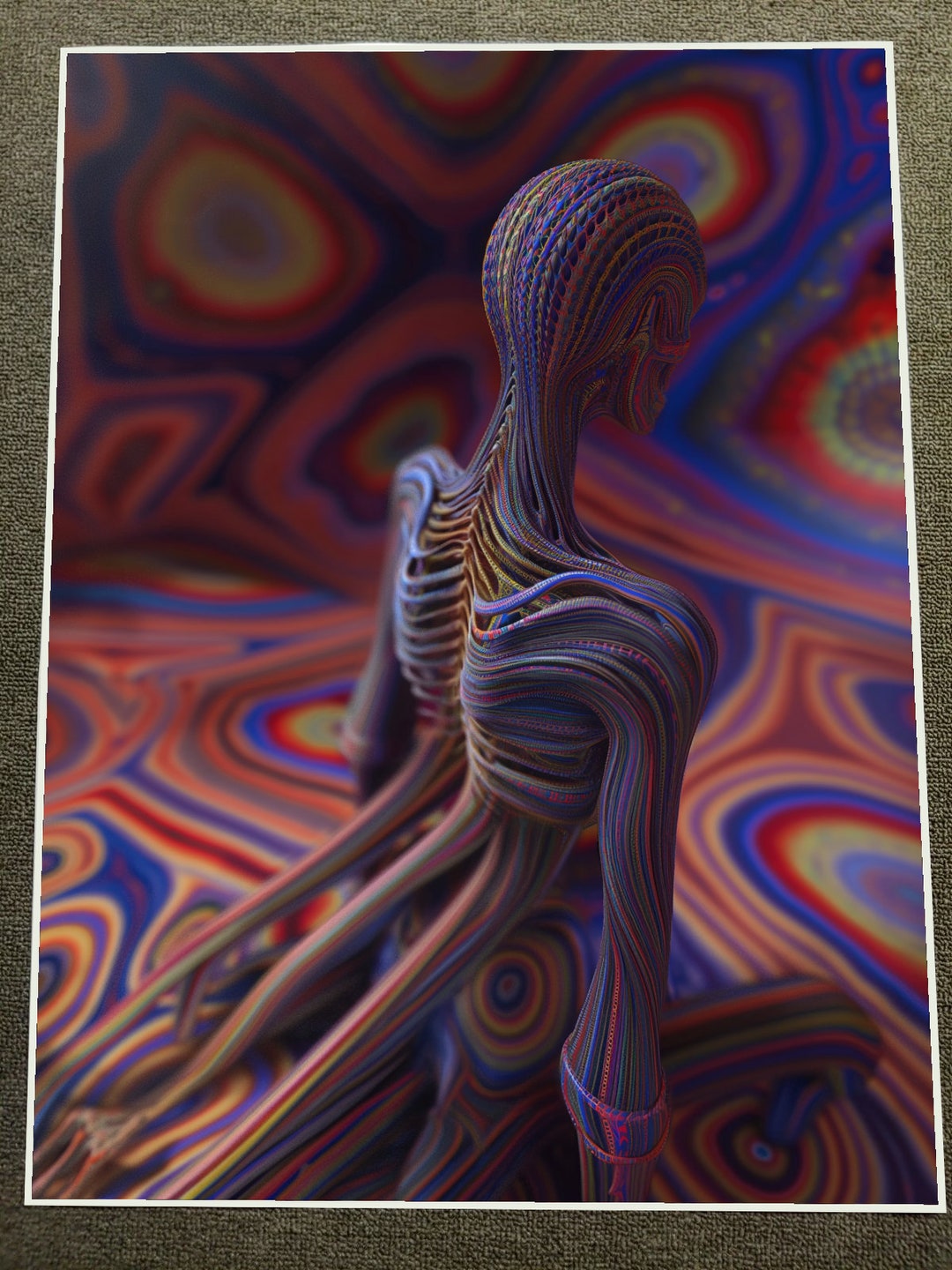 Psychedelic Human Figure in Vibrant Abstract Pattern Poster 18x24in - Etsy