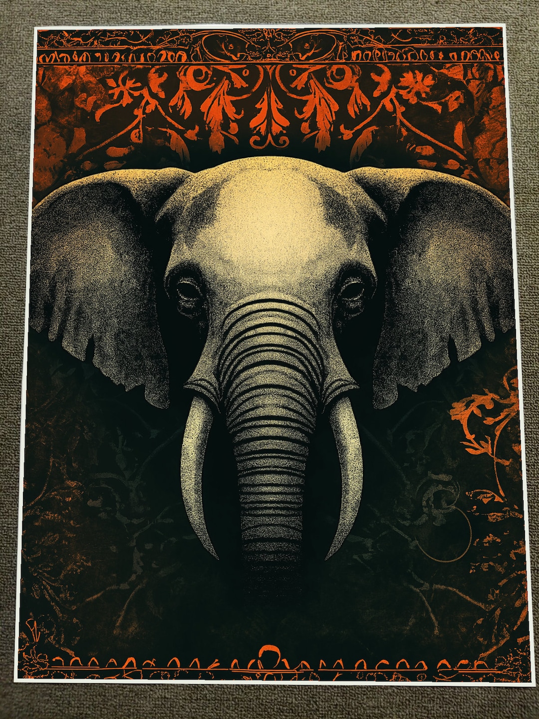 Gothic Elephant With Ornamental Red and Black Design Poster 18x24in - Etsy