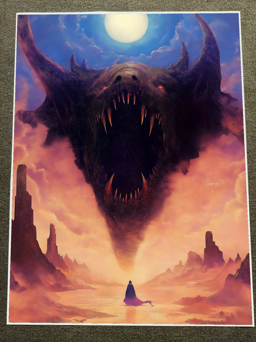 Enormous Demon Under Full Moon Poster 18x24in - Etsy