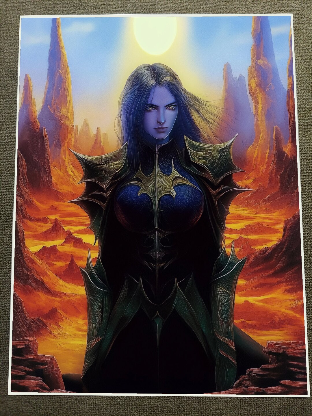 Majestic Elf Queen in Fiery Mountain Range Poster 18x24in - Etsy