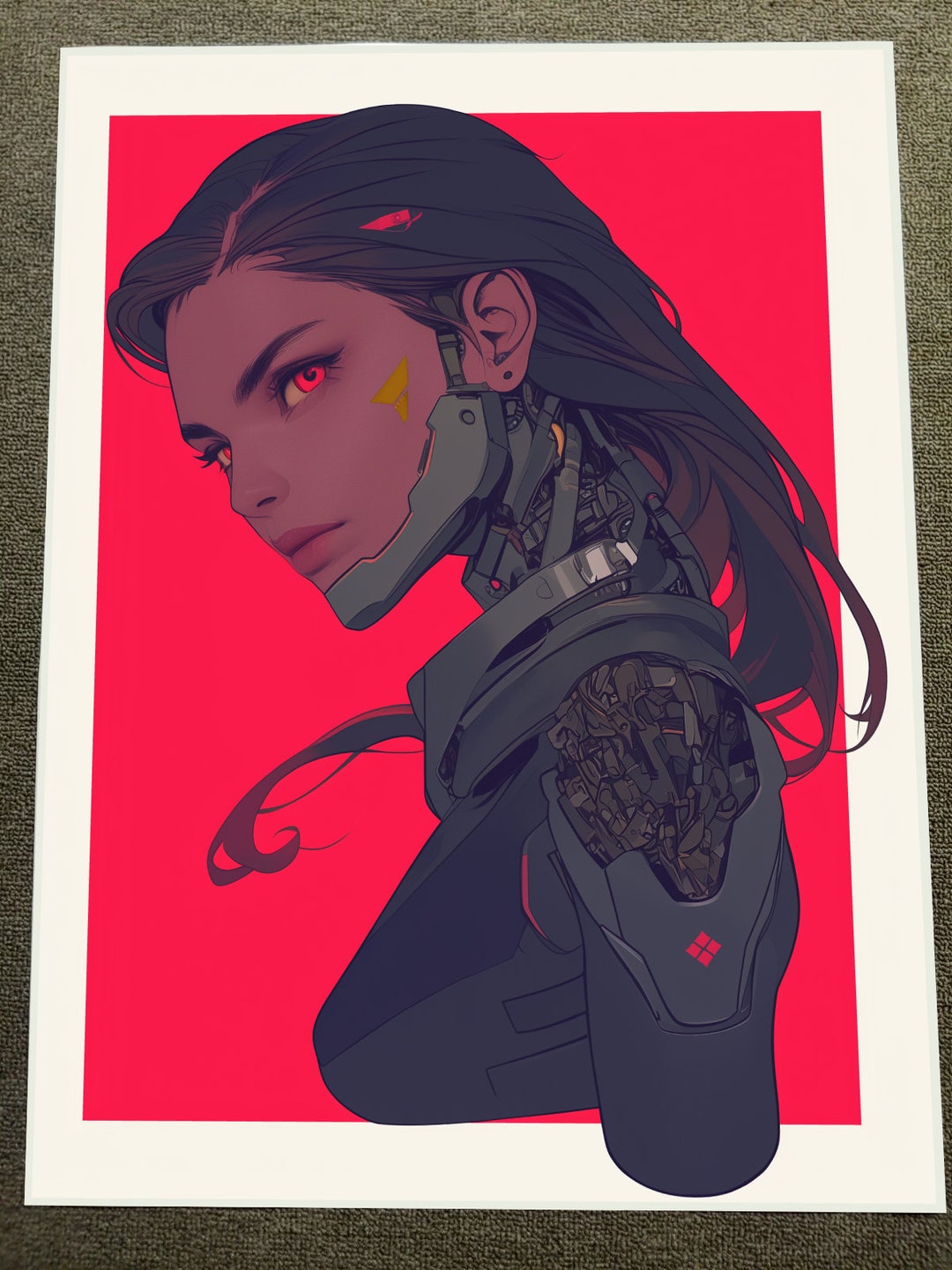 Futuristic Female Cyborg Art Print High-detail Anime Robot Woman ...