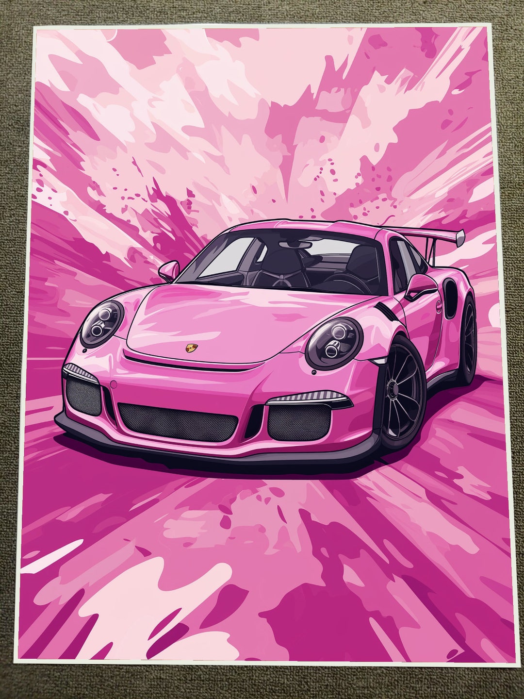 Pink Porsche 911 GT3 RS Exploding Background Art Poster 18x24in - Etsy