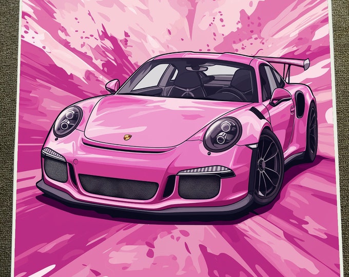 Pink Porsche 911 GT3 RS Exploding Background Art Poster 18x24in - Etsy