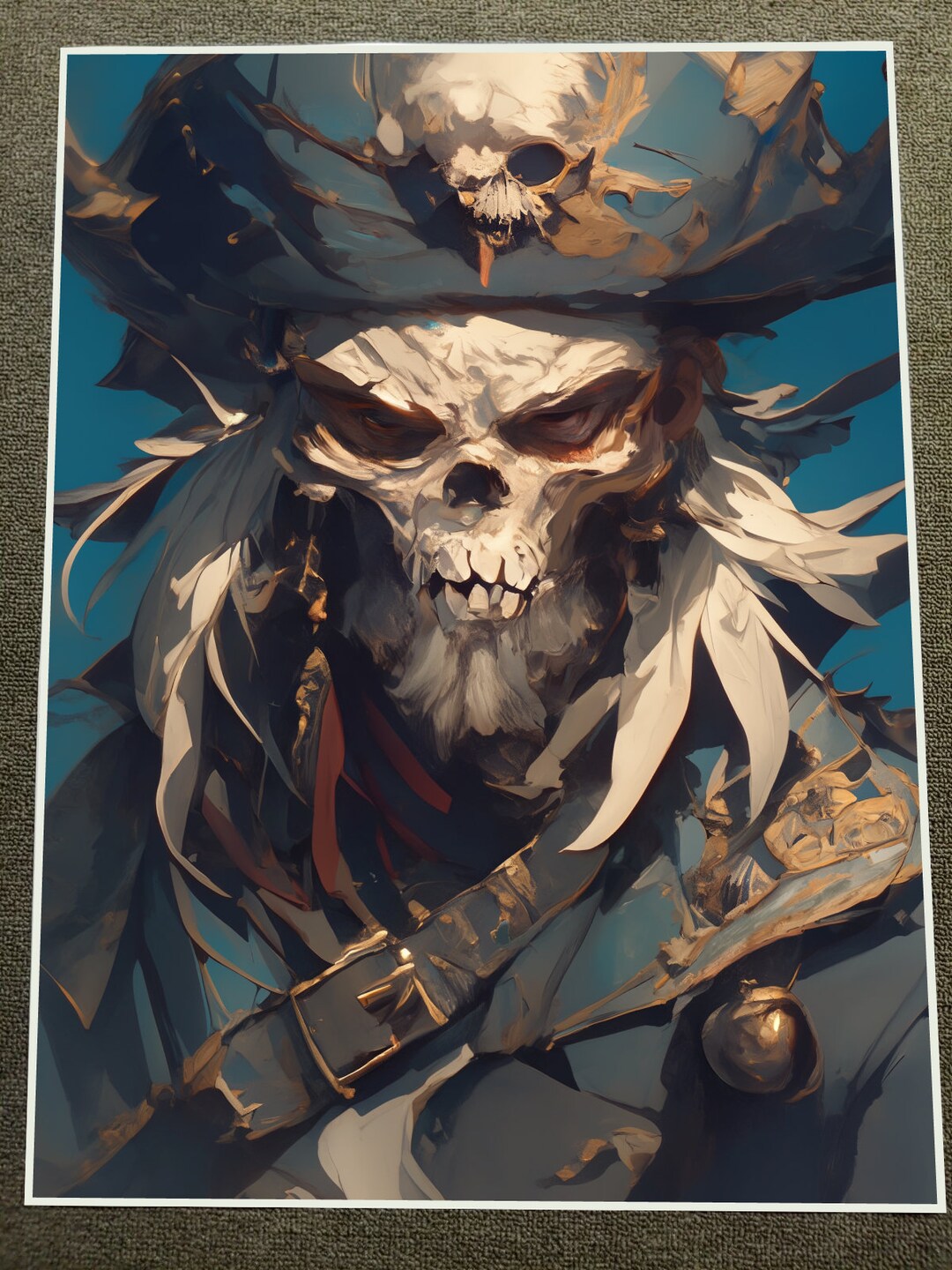 Menacing Pirate Skeleton Skull Face With Feathers Poster 18x24in - Etsy