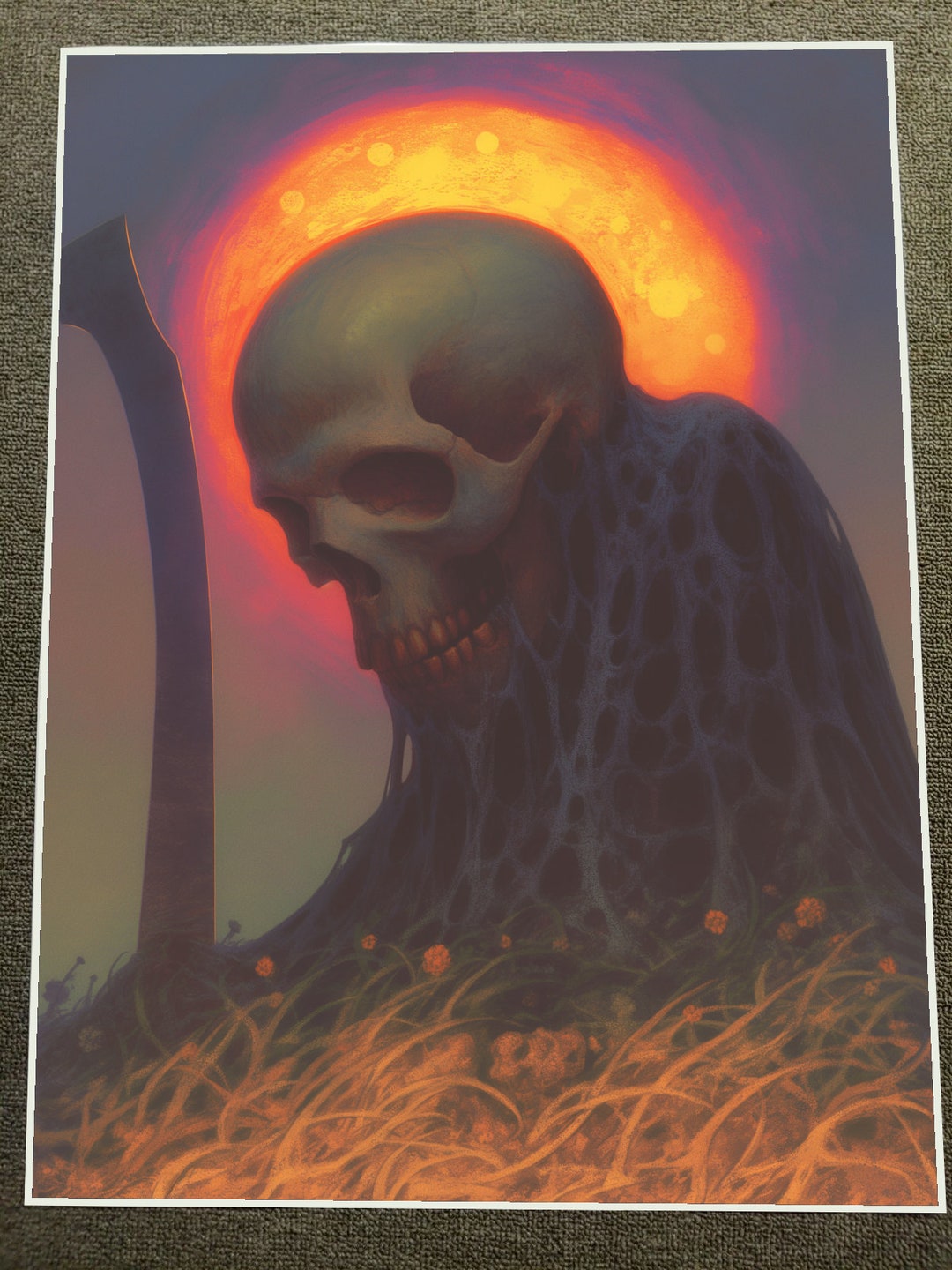 Grim Reaper Skull in Sunset Art Poster 18x24in - Etsy