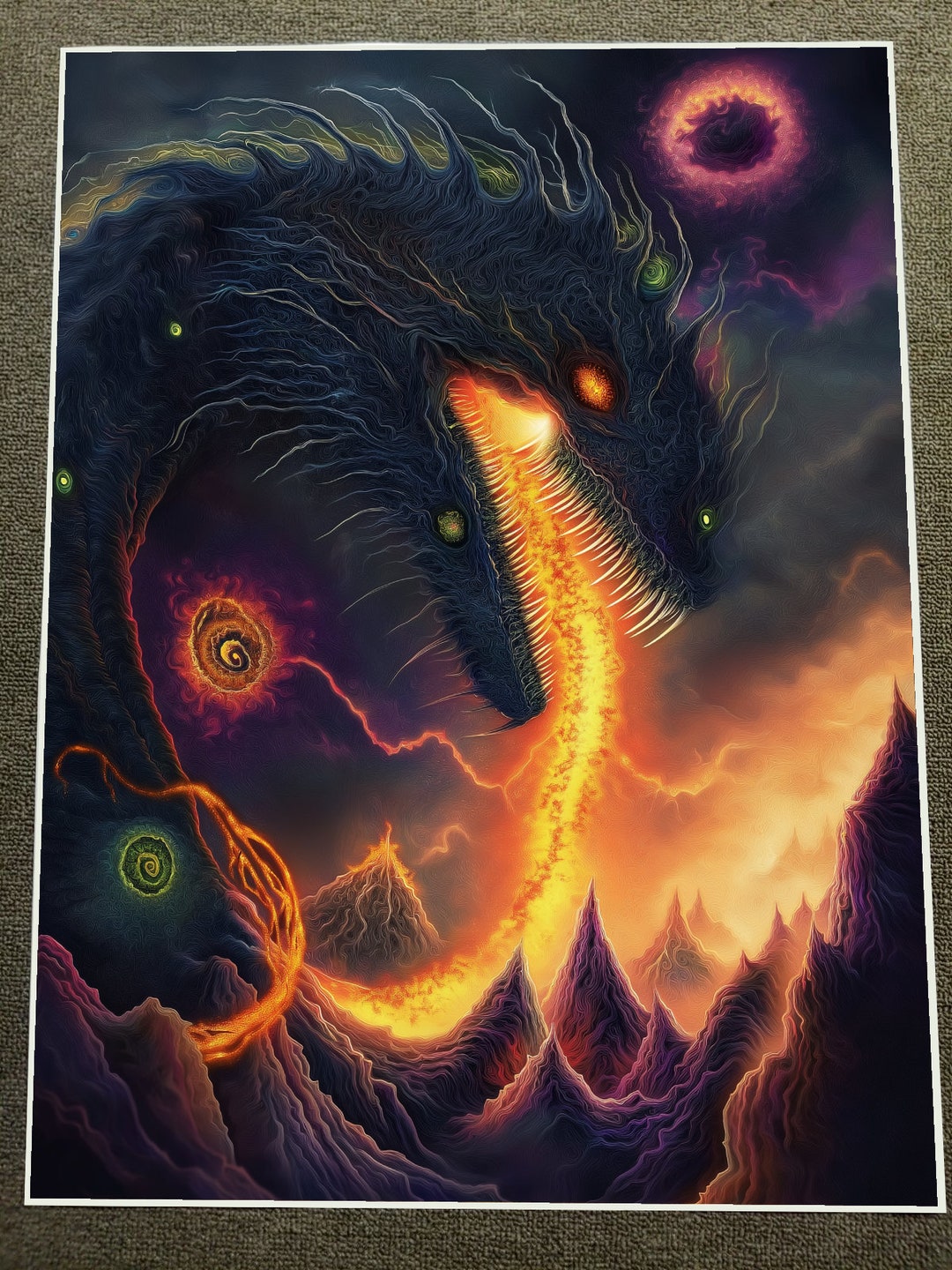 Fiery Cosmic Serpent Erupting in Galaxy Landscape Poster 18x24in - Etsy
