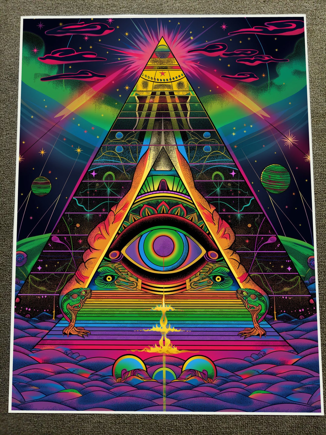 Mystical Eye Pyramid Art Print Cosmic Visionary Decor Poster 18x24in - Etsy