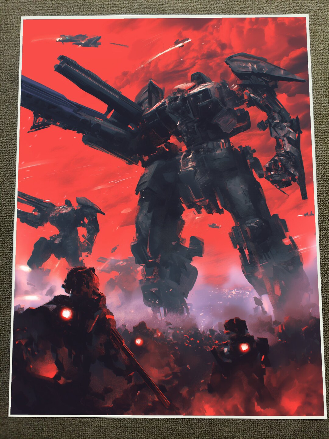 Futuristic Mech Army in Red Sky Battle Poster 18x24in - Etsy
