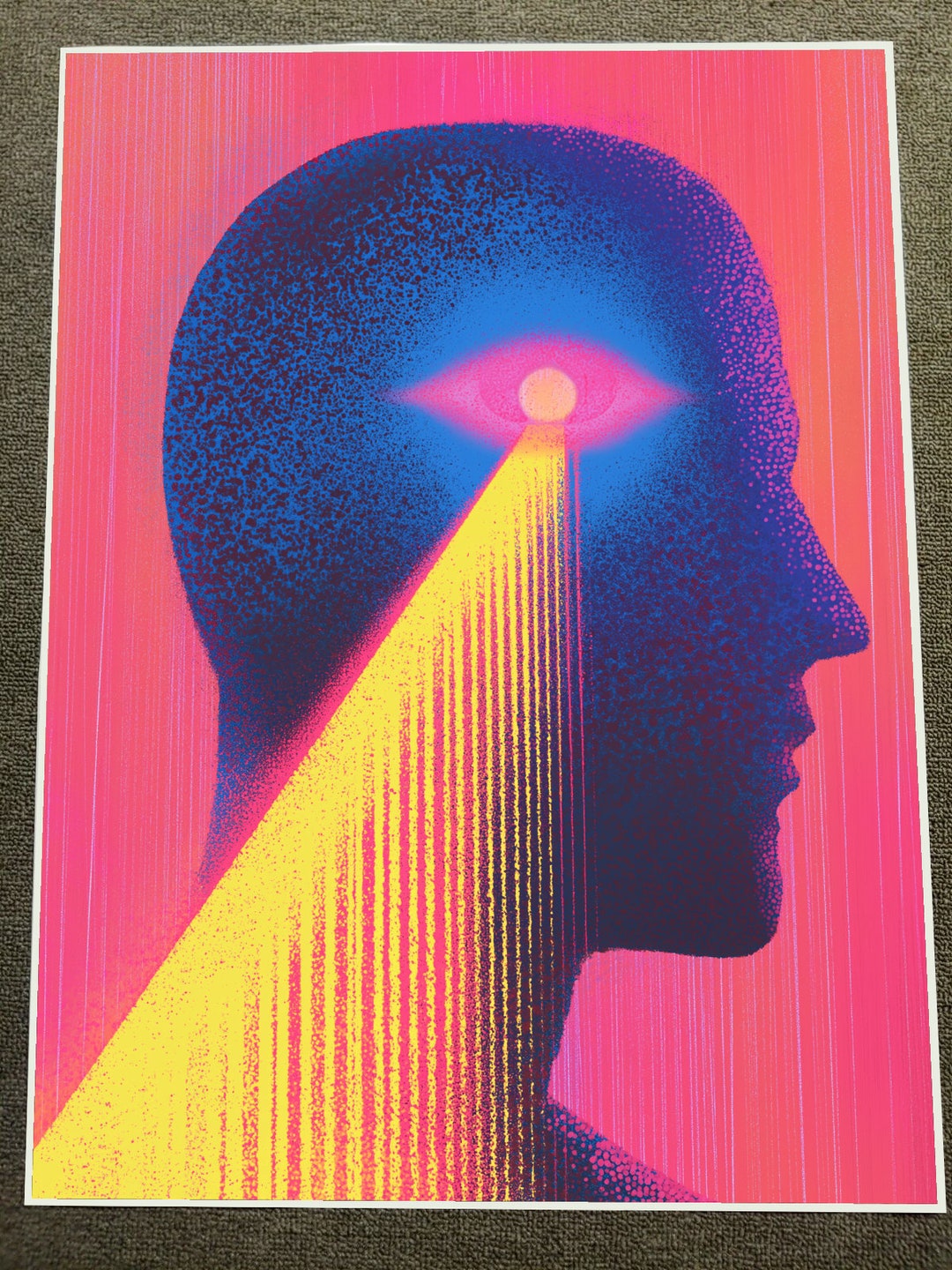 Abstract Head With Glowing Third Eye and Color Rays Poster 18x24in - Etsy