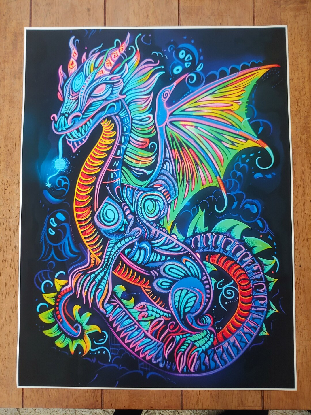 Dragon Blacklight Poster Neon Colors 18x24in - Etsy