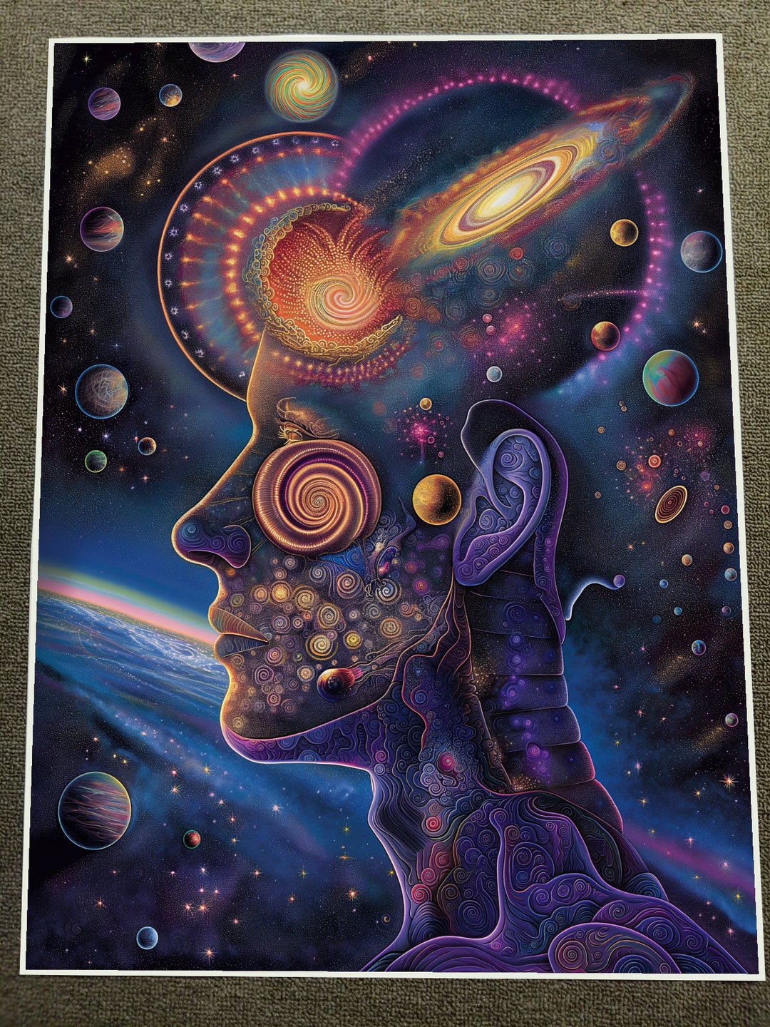 Psychedelic Human Profile With Swirling Galaxy Poster 18x24in - Etsy