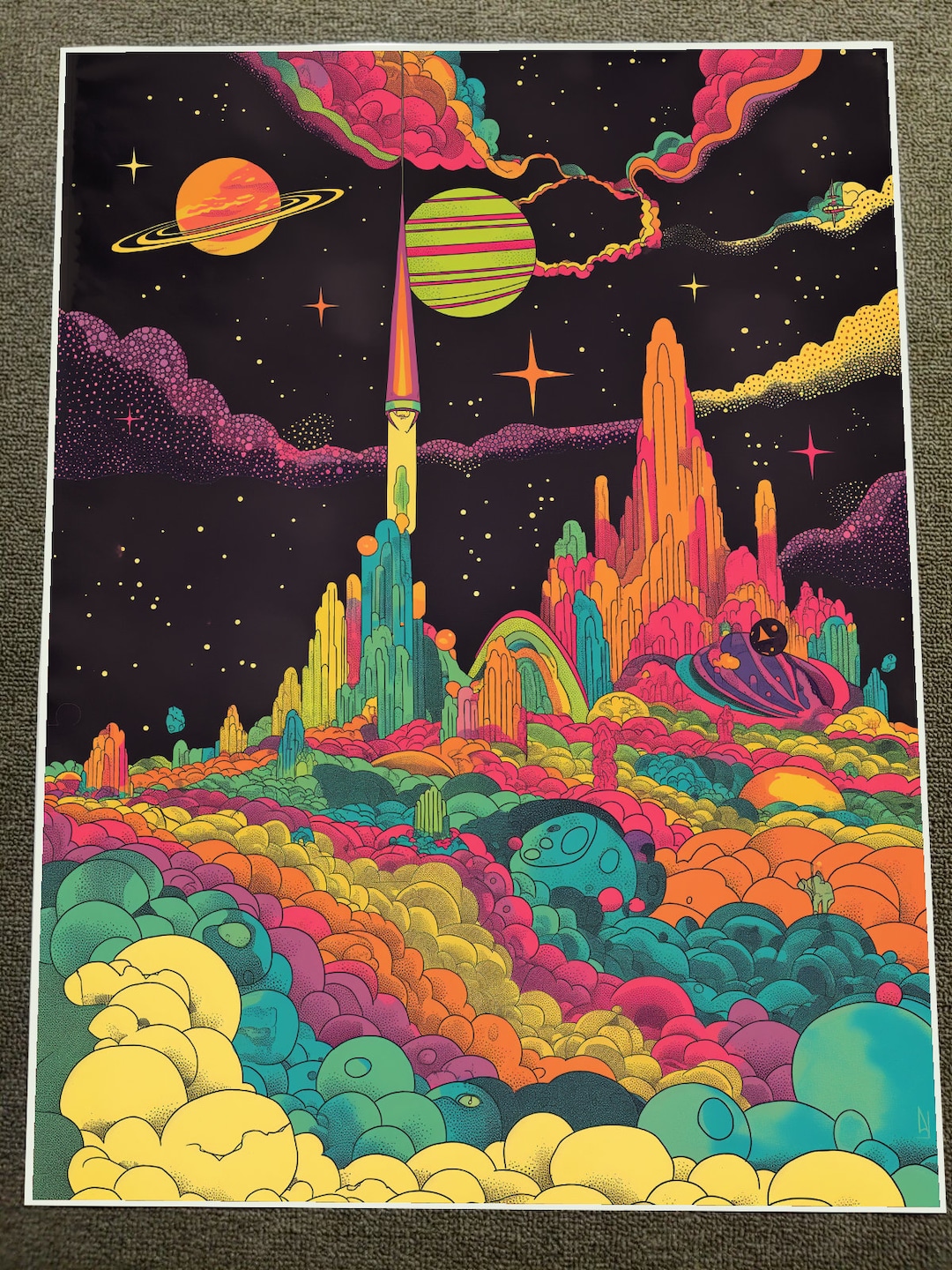 Fantasy Space Landscape Psychedelic Outer Space Scene Poster 18x24in - Etsy