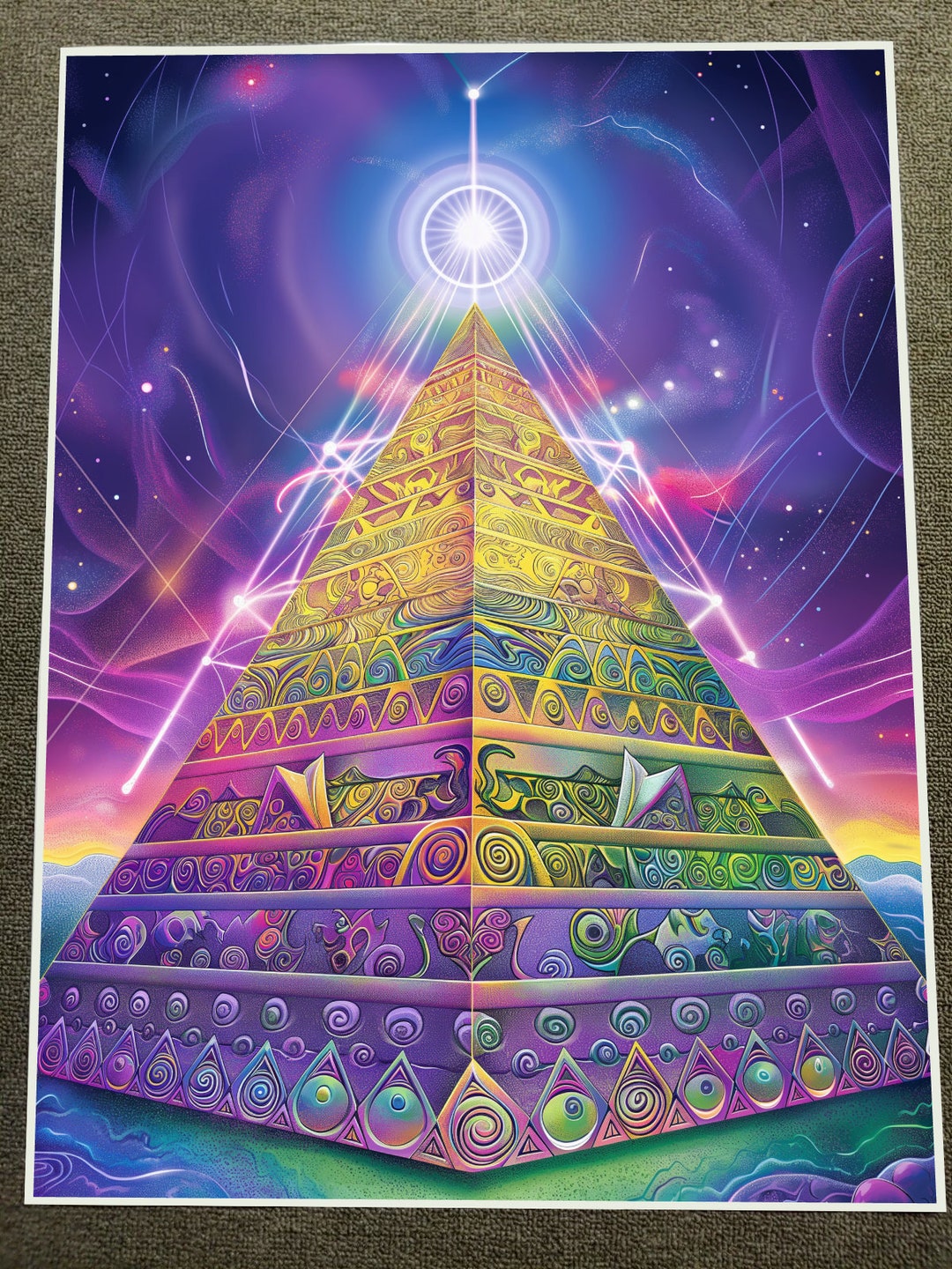 Pyramid of Enlightenment Print Vibrant Cosmic Energy Art Poster 18x24in ...