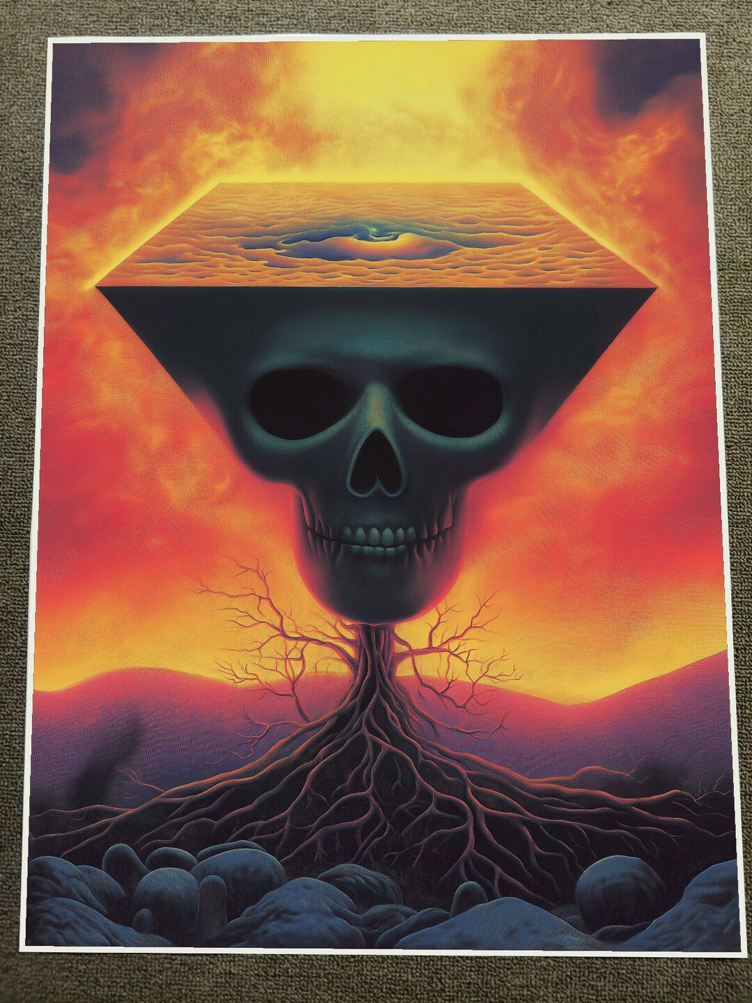 Floating Skull With Roots in Abstract Landscape Poster 18x24in - Etsy