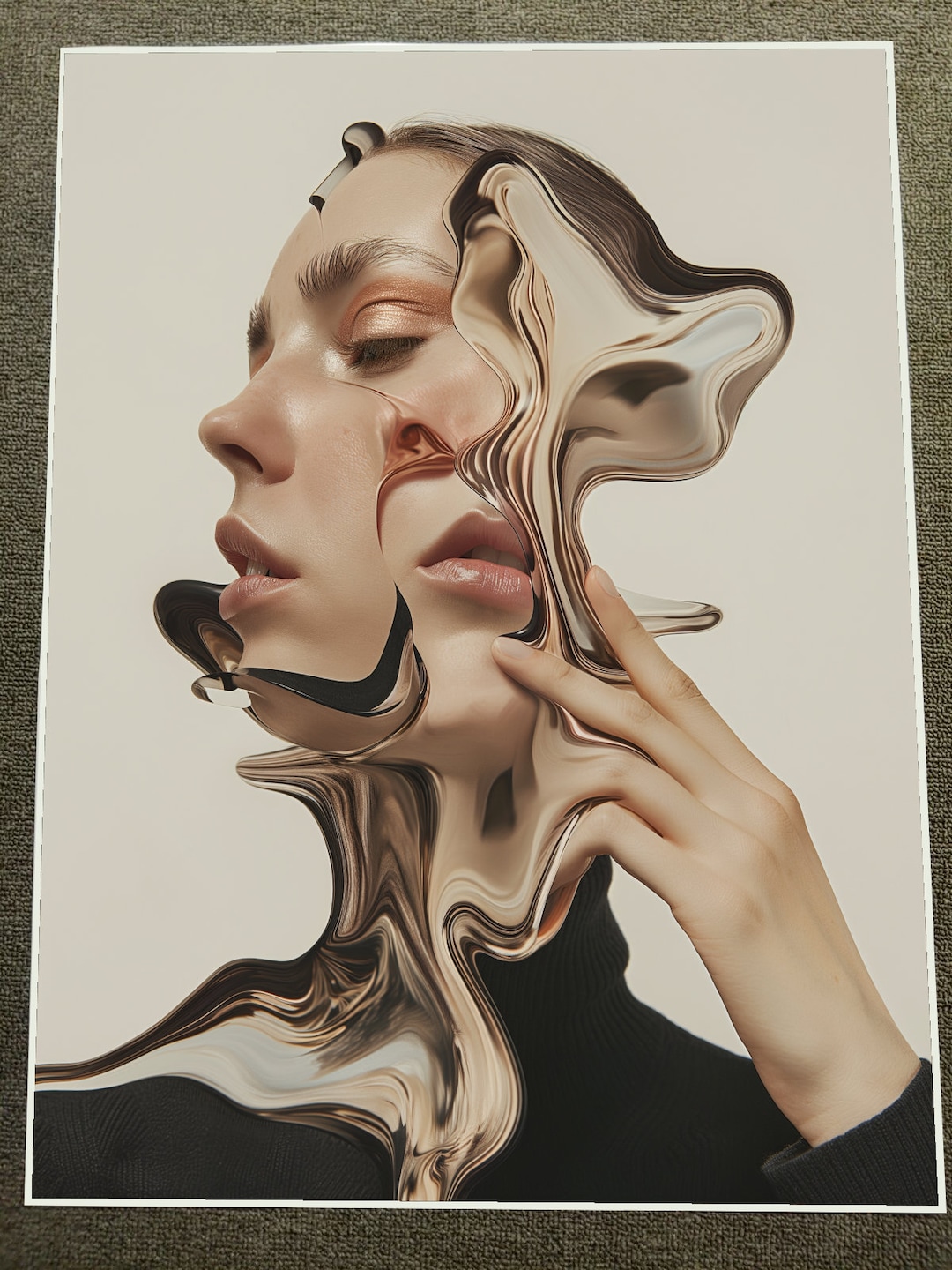 Abstract Melting Face Portrait Art Poster 18x24in - Etsy