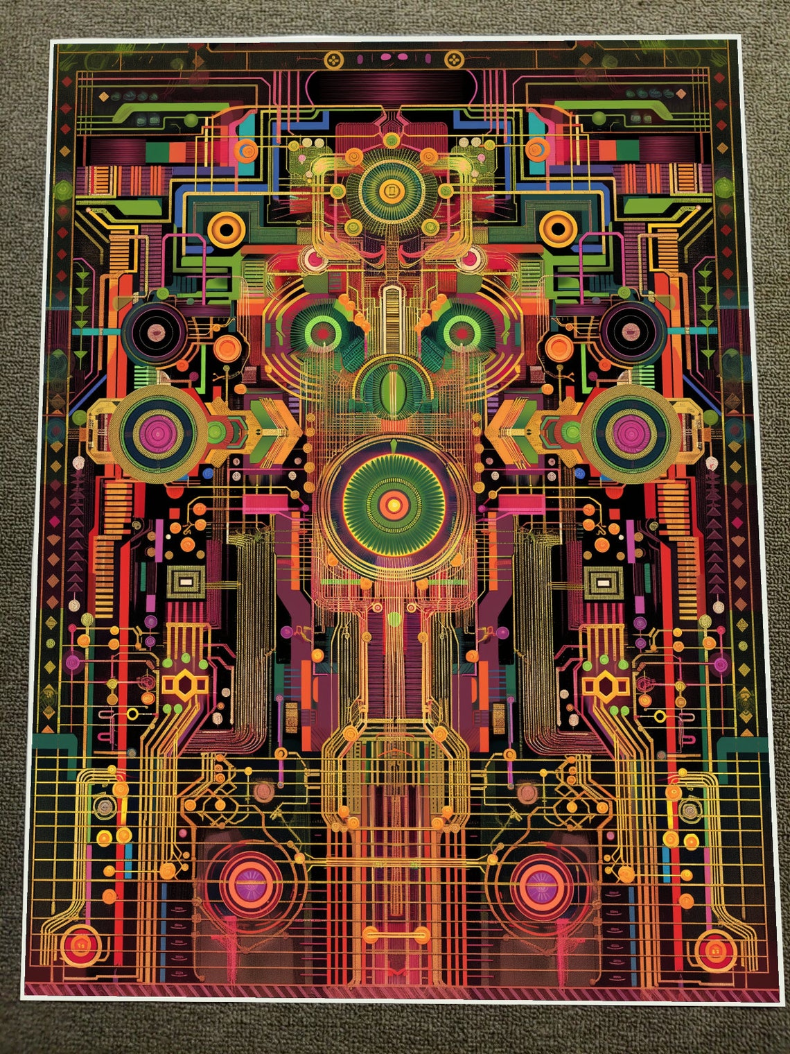 Techno Circuit Mandala Poster 18x24in - Etsy