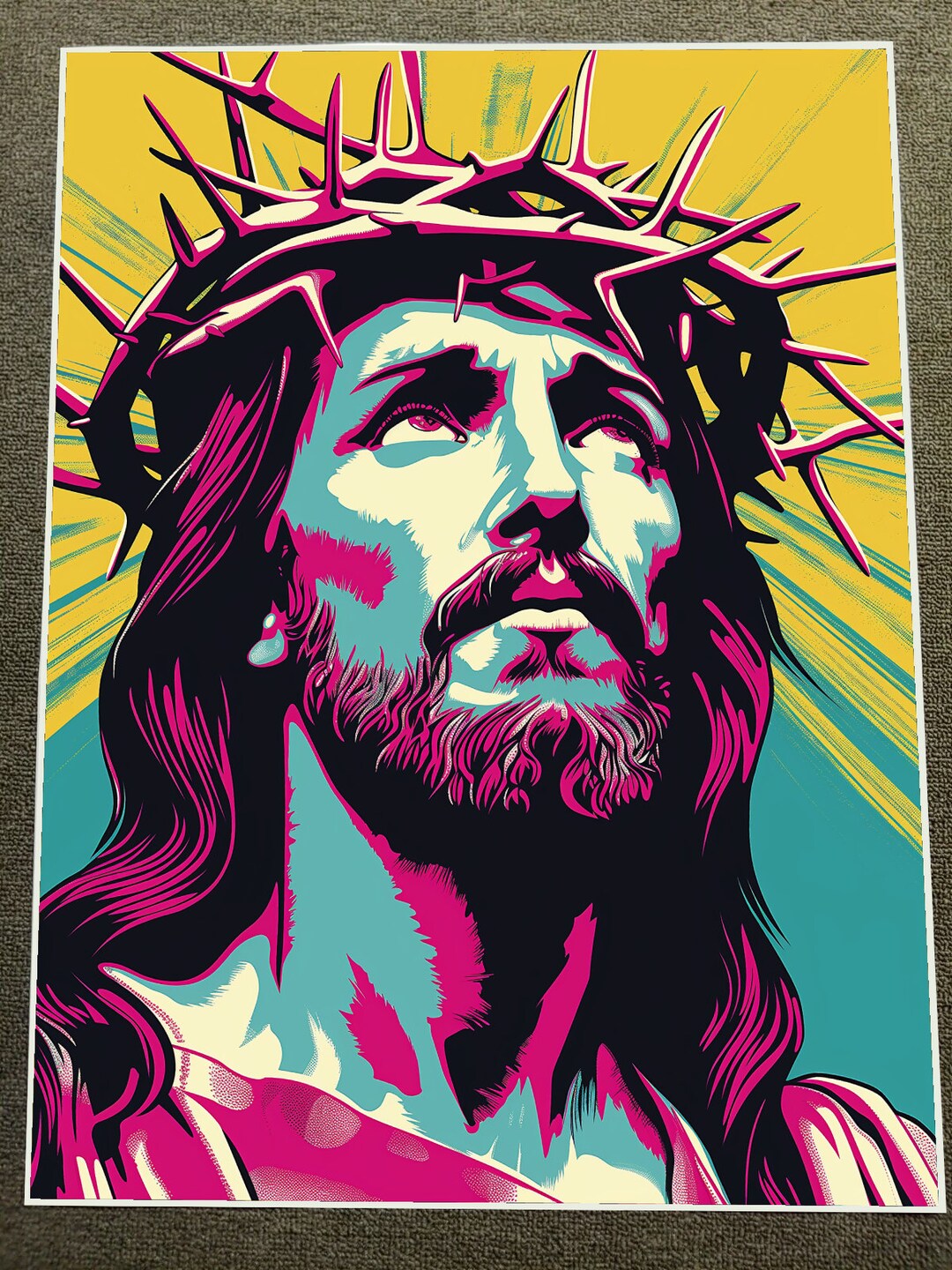 Jesus Looking Upward With Thorns Poster 18x24in - Etsy